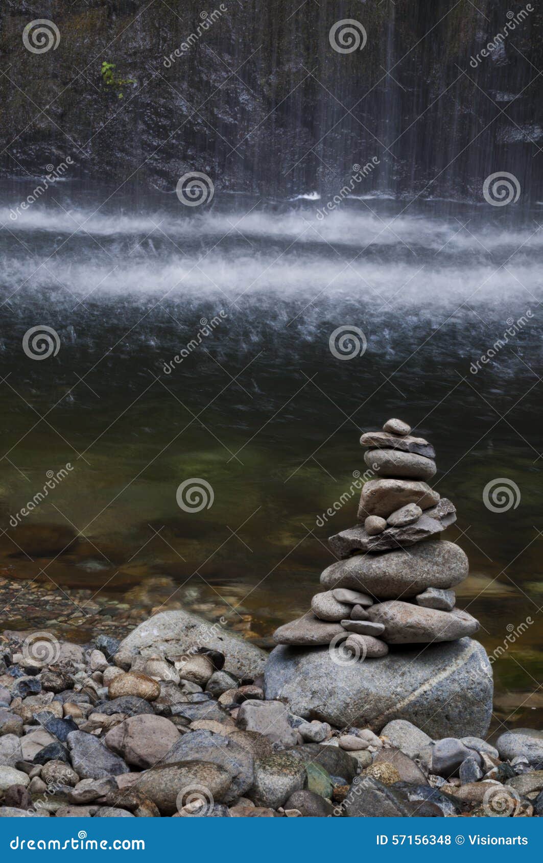Stones Stacked with Soft Streaming Water in Background Stock Photo ...