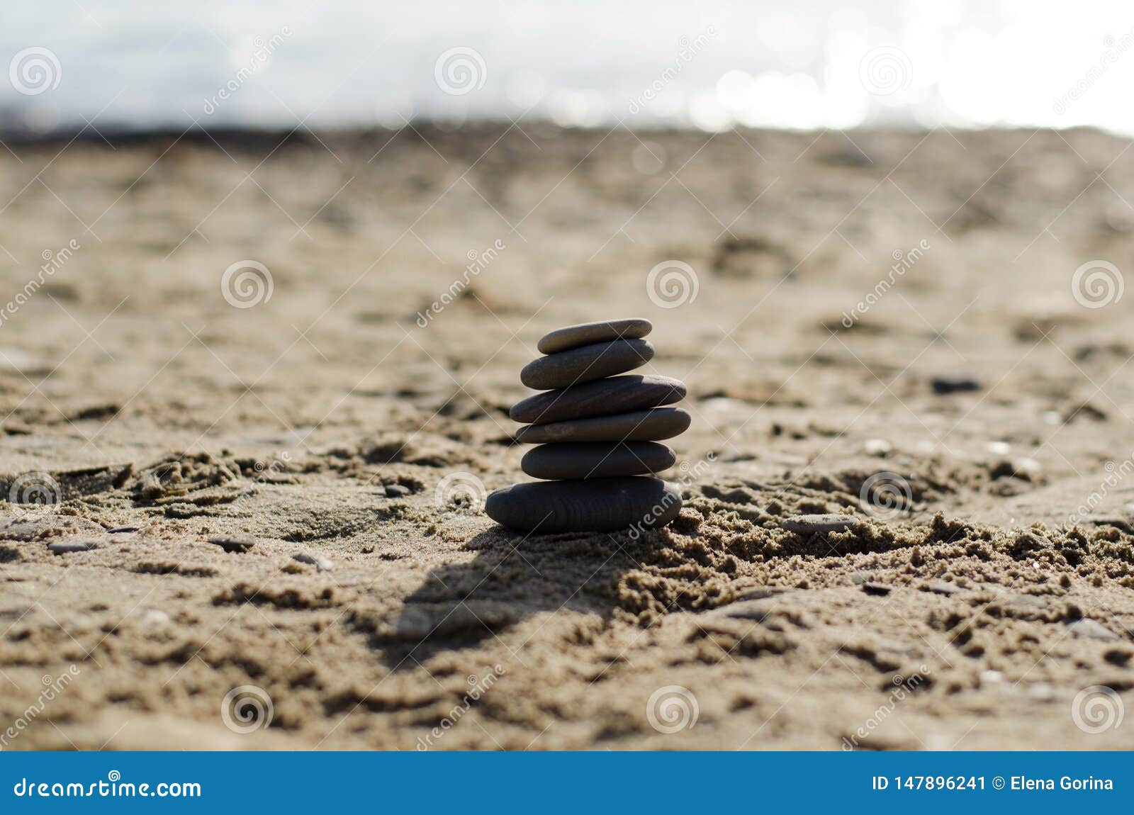 Stones Stand on the Seashore on the Sand Stock Image - Image of scene ...