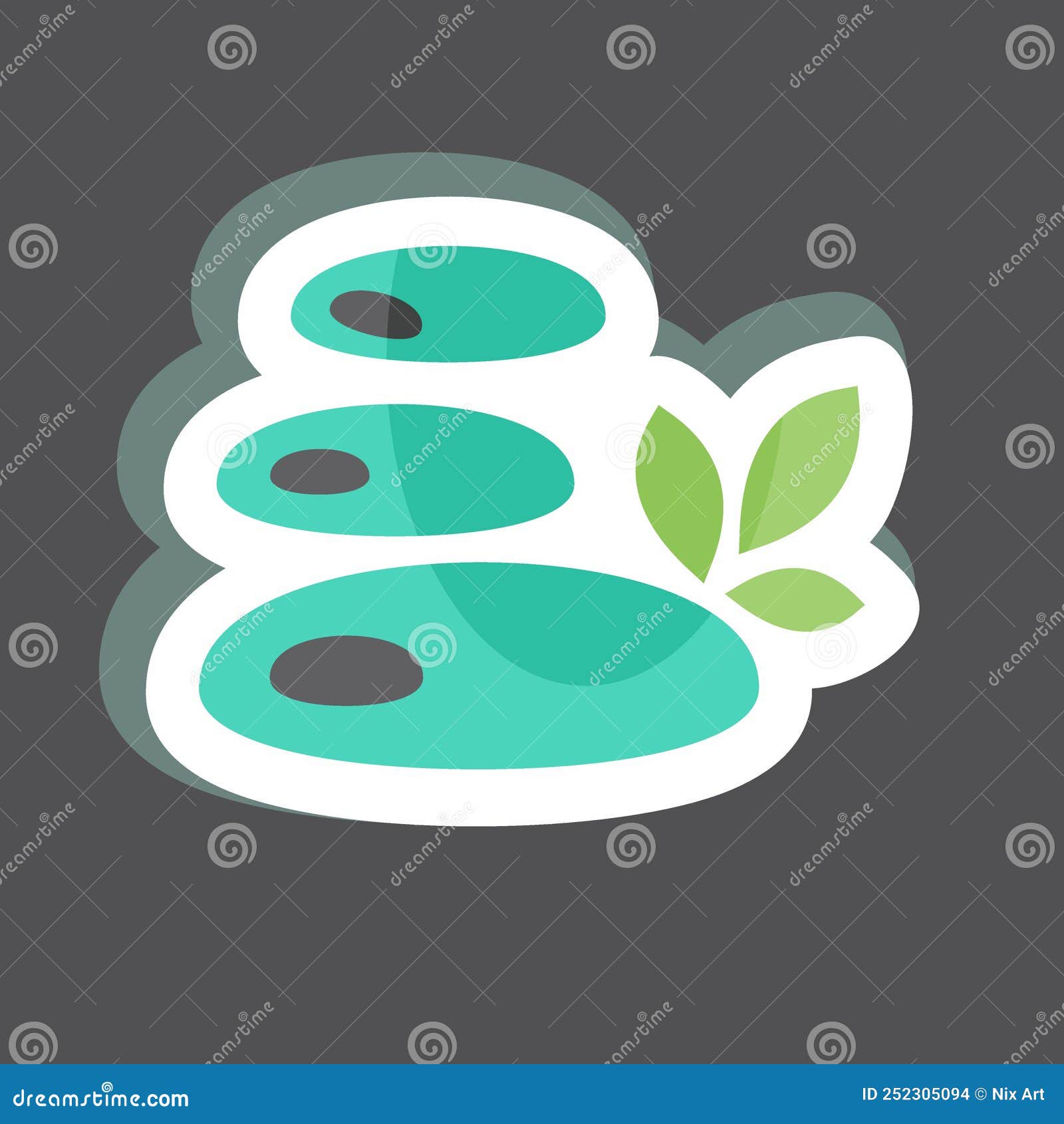 Stones Sticker in Trendy Isolated on Black Background Stock ...