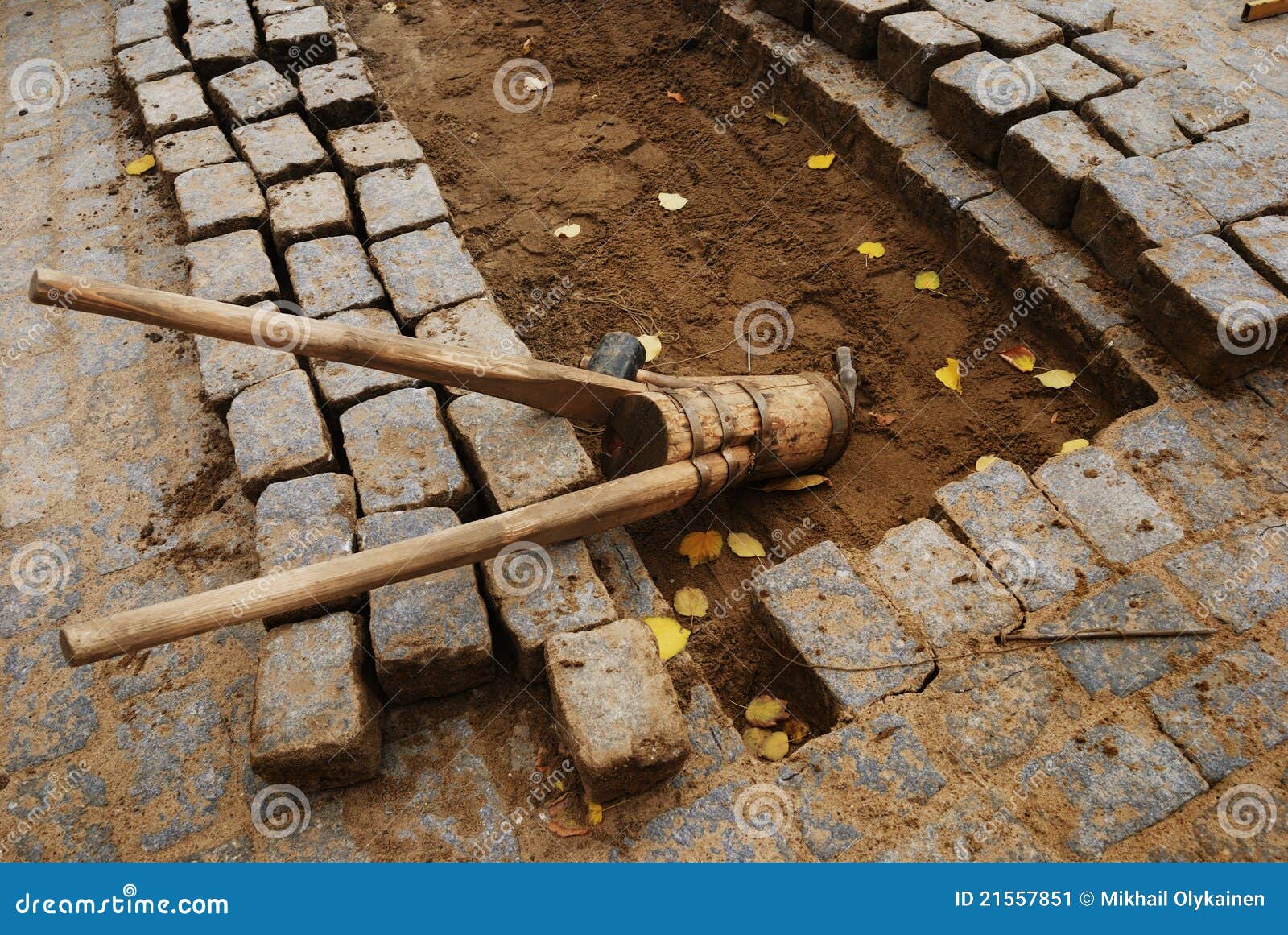 Stones and Tools for Paving Stock Image - Image of shape, cobblestone ...