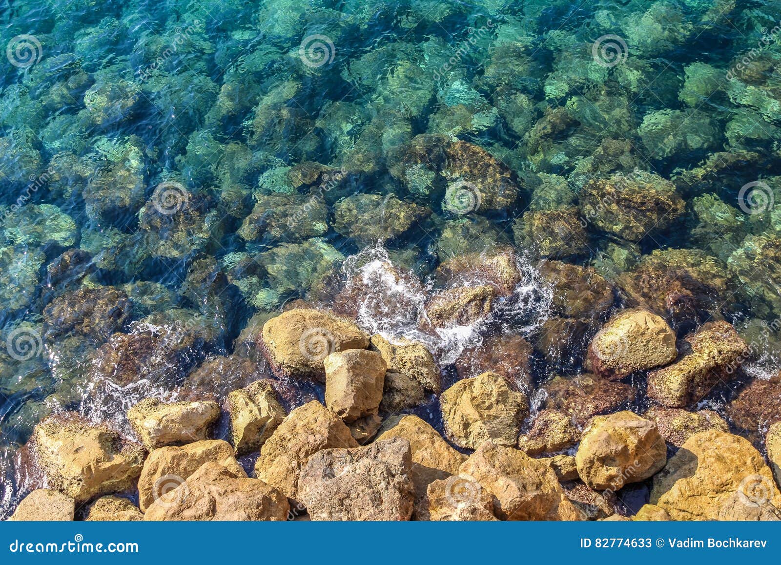 Stones Under the Water, the Beach of the Mediterranean Sea Stock Image ...