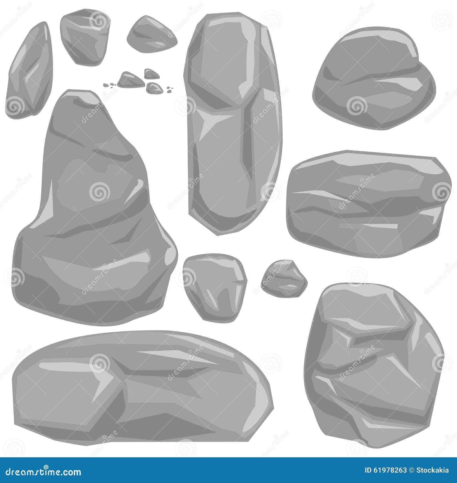 Grey Stones Collection. Vector Illustration Set. Stock Vector ...