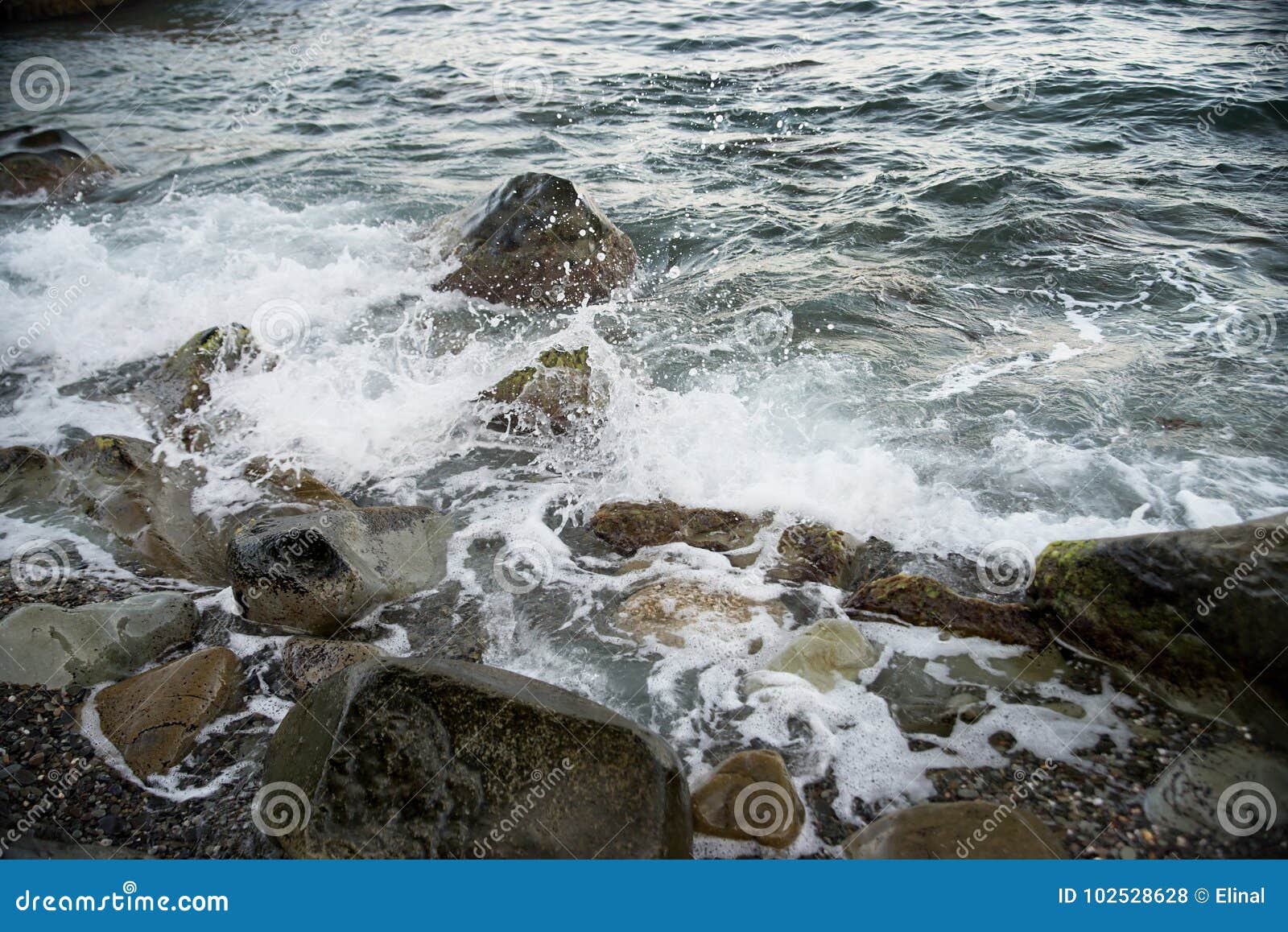 Stones with Water and Spray, Splash. Sea Coast Stock Photo - Image of ...
