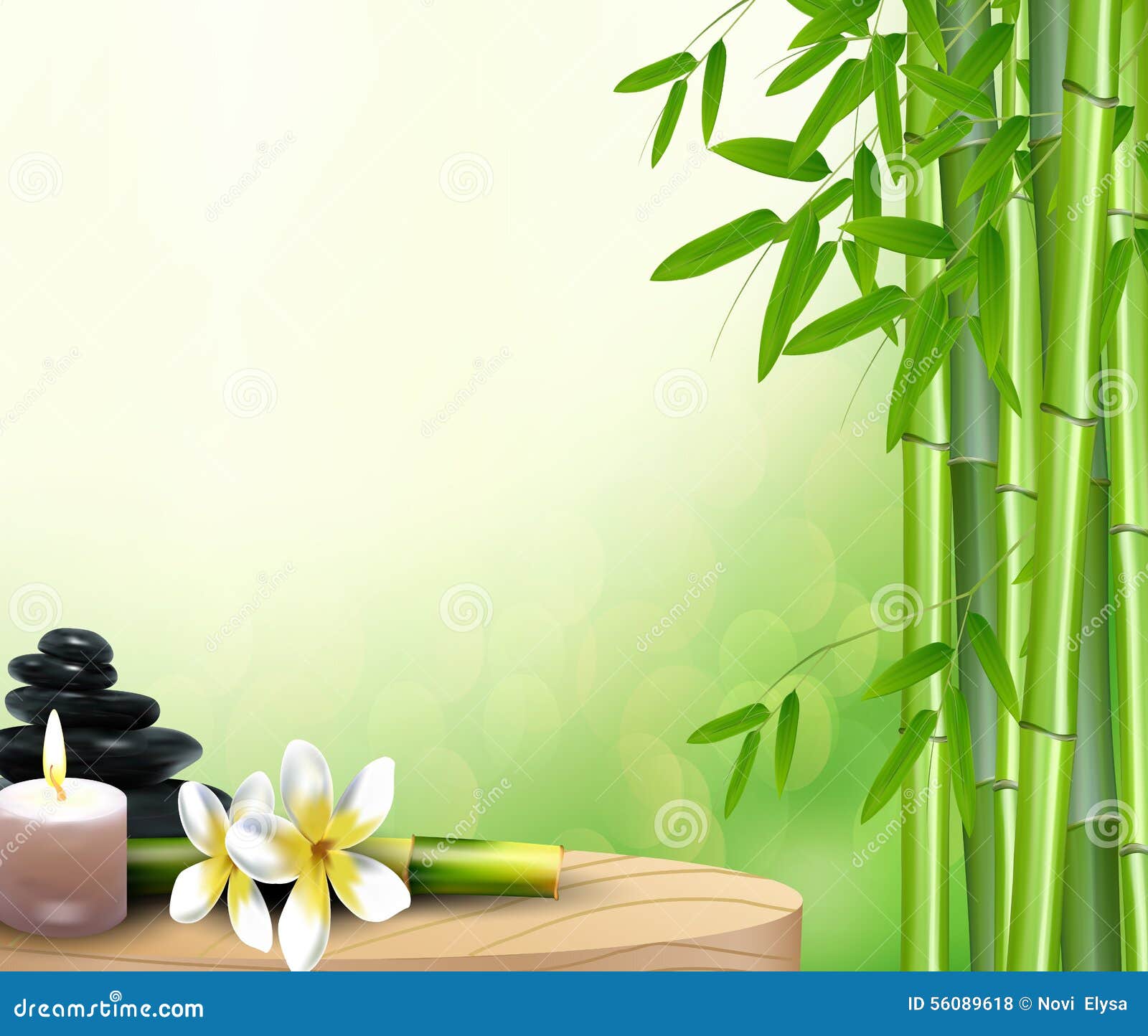 Stones, Wax, Flower and Bamboo on the Table Stock Vector - Illustration ...