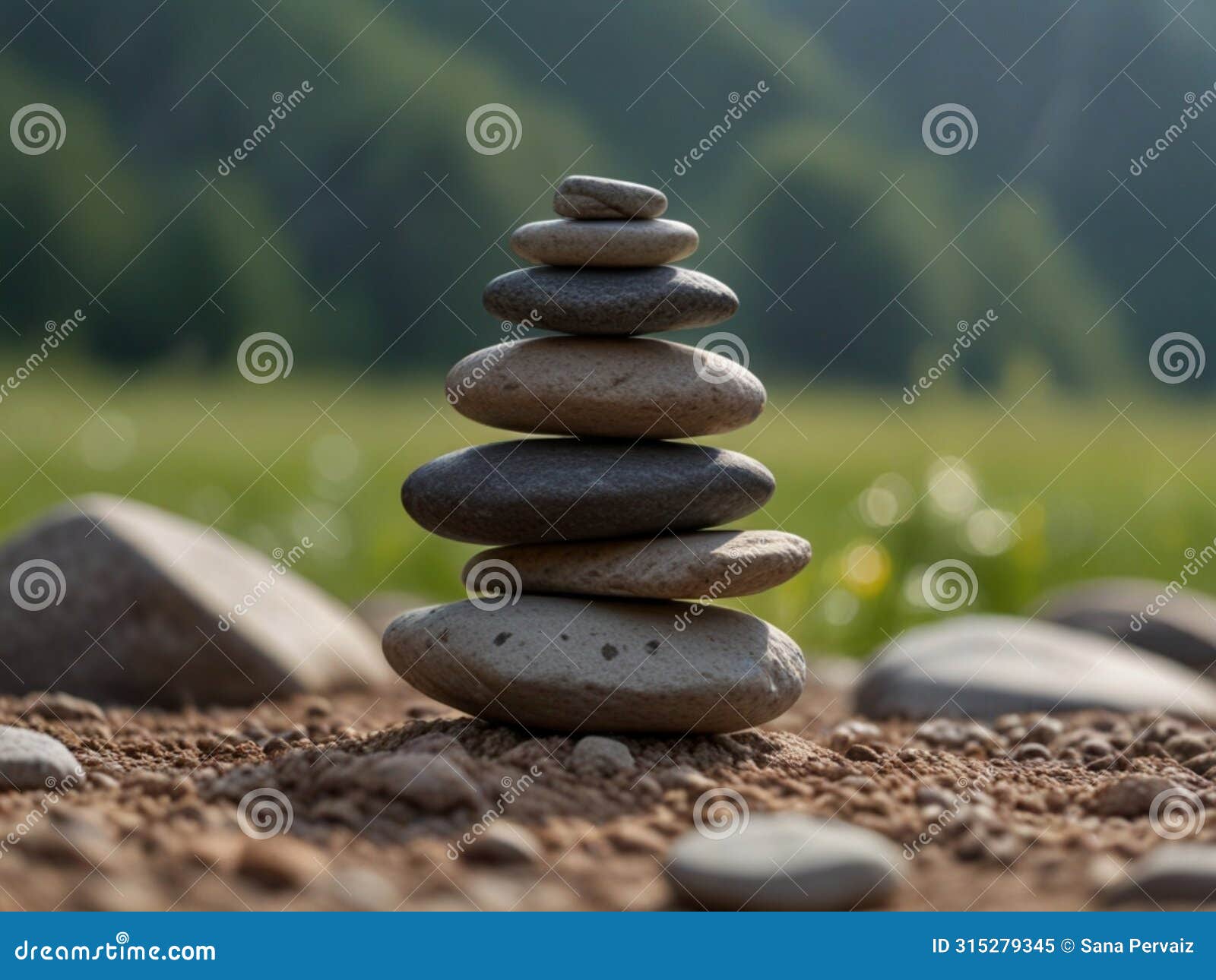 Zen Stacked Stones on Nature Background. Stock Illustration ...