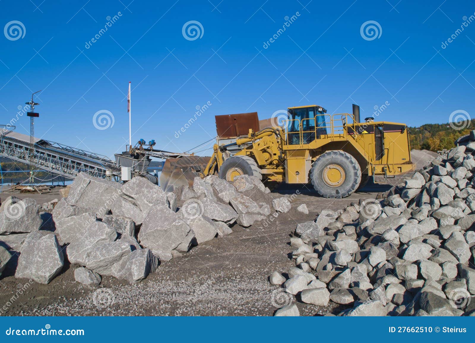 Stones and Wheel Loader on Brekke Quarries. Stock Photo - Image of ...