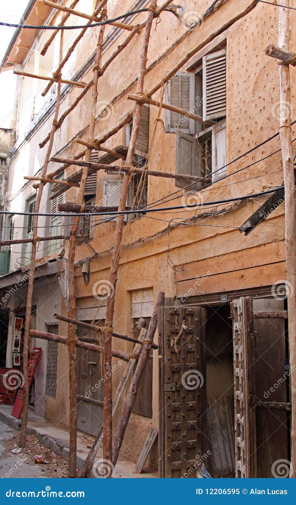 Stonetown Scaffolding stock image. Image of tanzania - 12206595