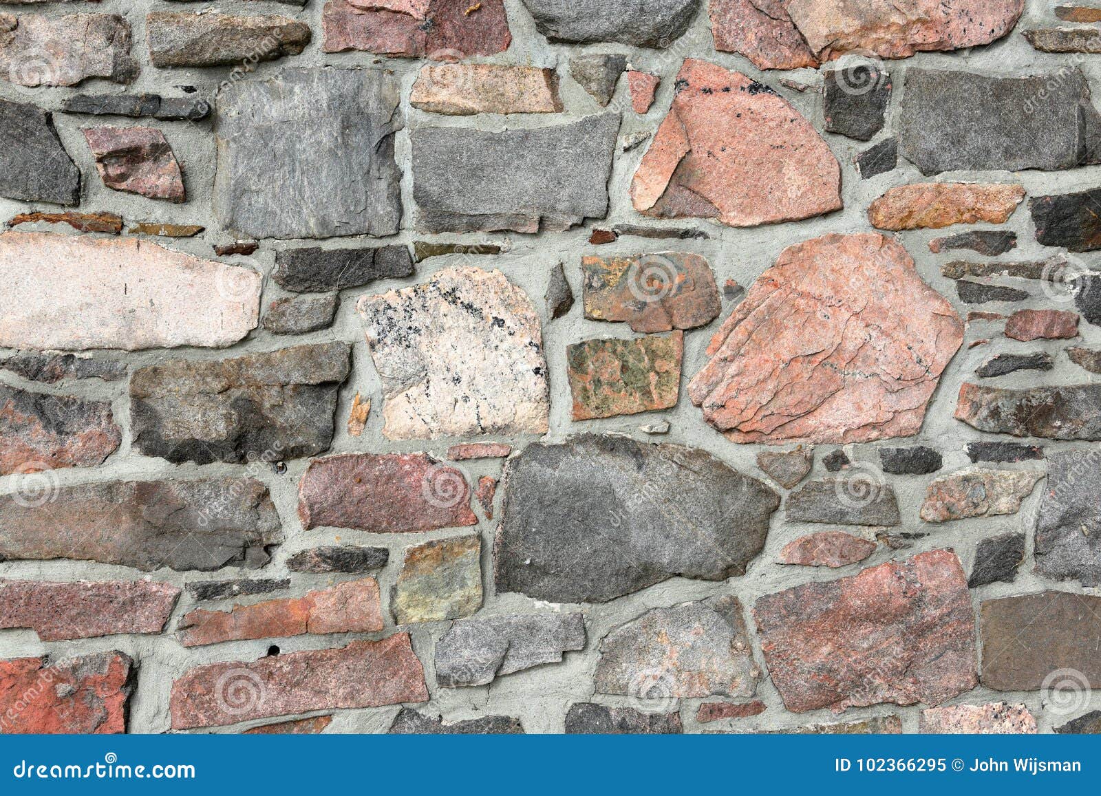 Stonework Wall in Rows with Mortar in Many Colors Stock Image - Image ...