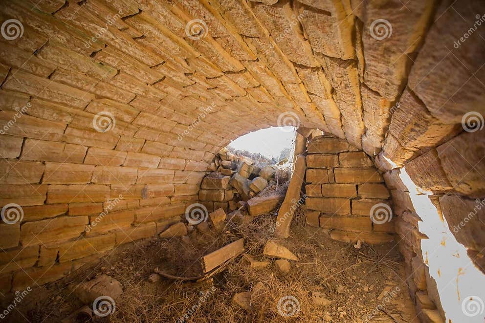 Stonework Wonder: Inside an Ancient Stone Structure Stock Image - Image ...