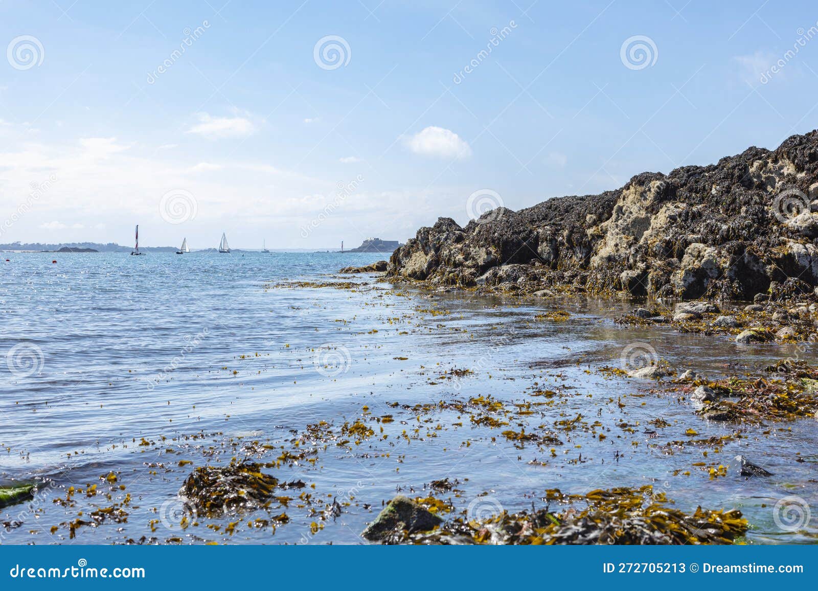 Stony Cliff and Beautiful Blue Water Stock Image - Image of ocean ...