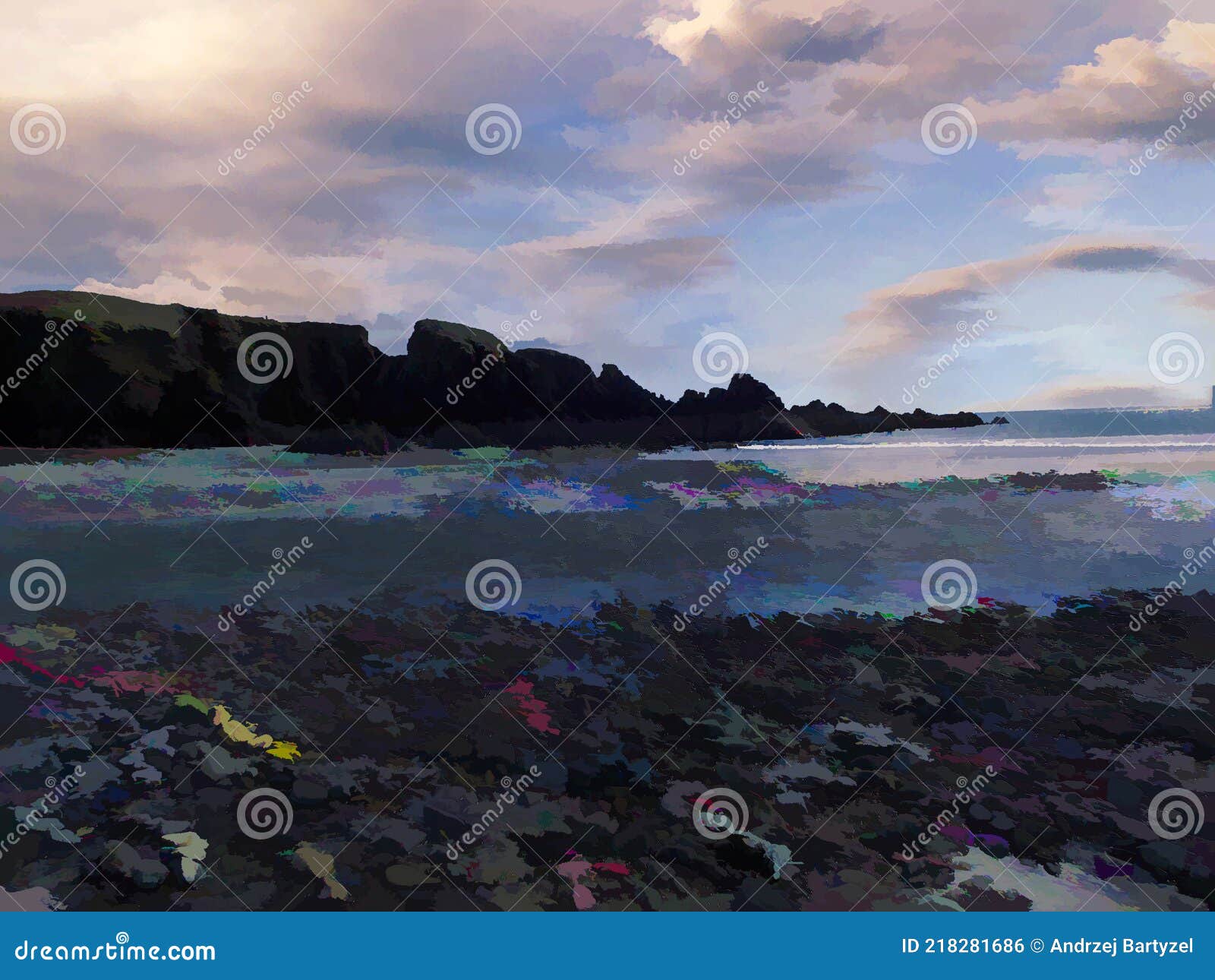 Stony cove on Irish shore stock photo. Image of landscape - 218281686