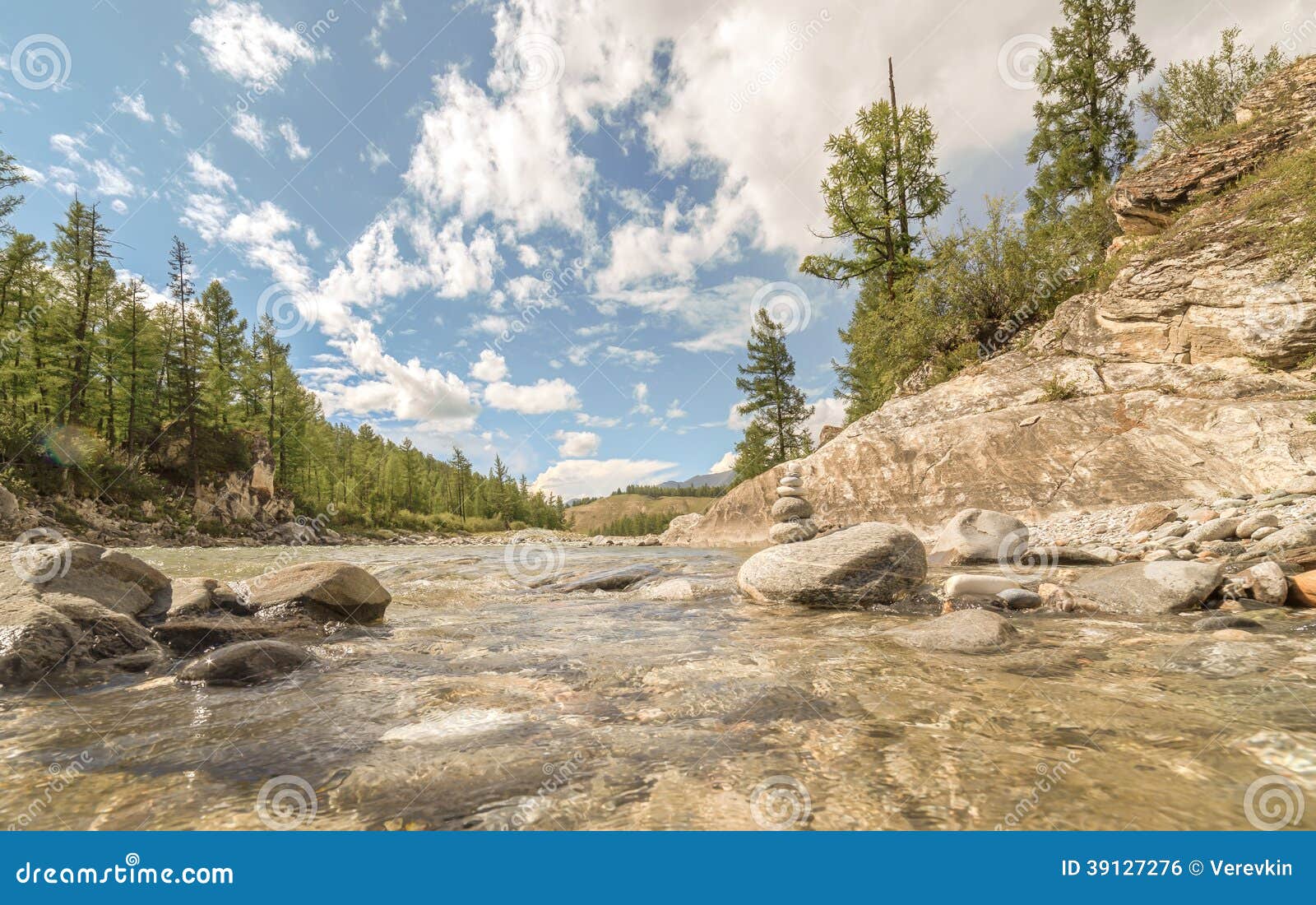 Stony river bank stock photo. Image of plant, stone, mountain - 39127276