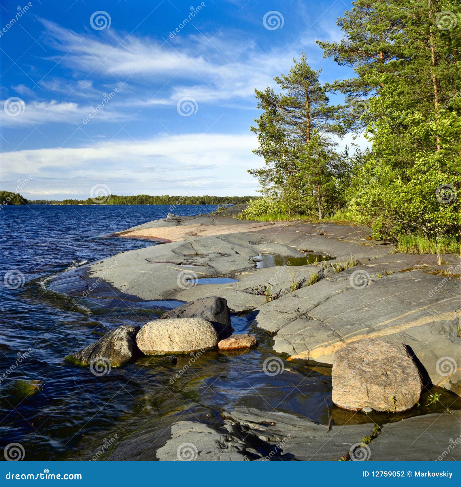 Stony shore of Ladoga lake stock photo. Image of europe - 12759052