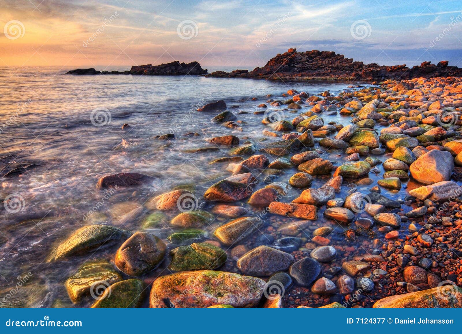 Stony Sunset stock image. Image of water, sunset, rock - 7124377