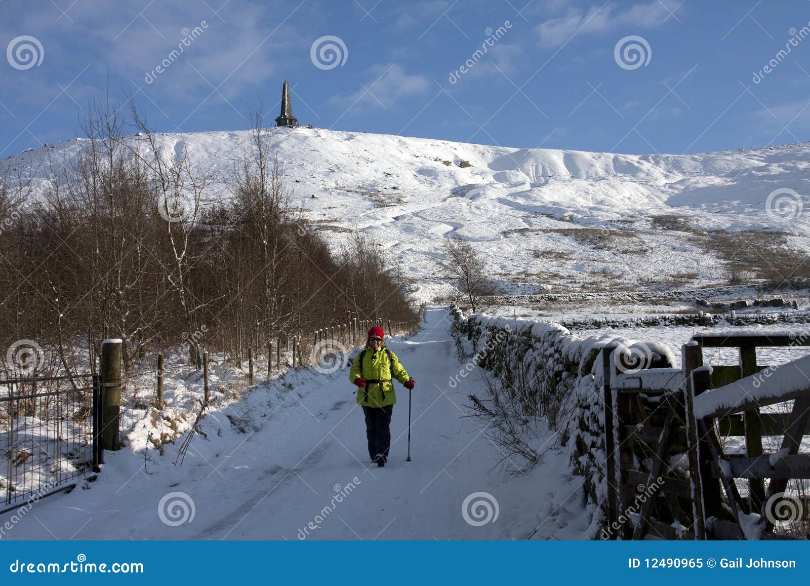 Stoodley Pike stock image. Image of walking, winter, monument - 12490965