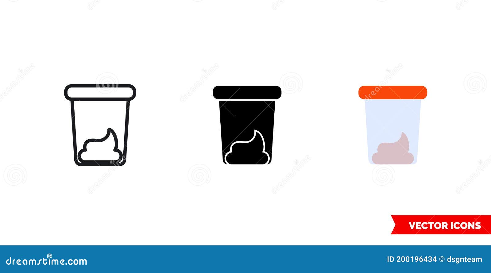 Stool Analysis Icon of 3 Types Color, Black and White, Outline ...