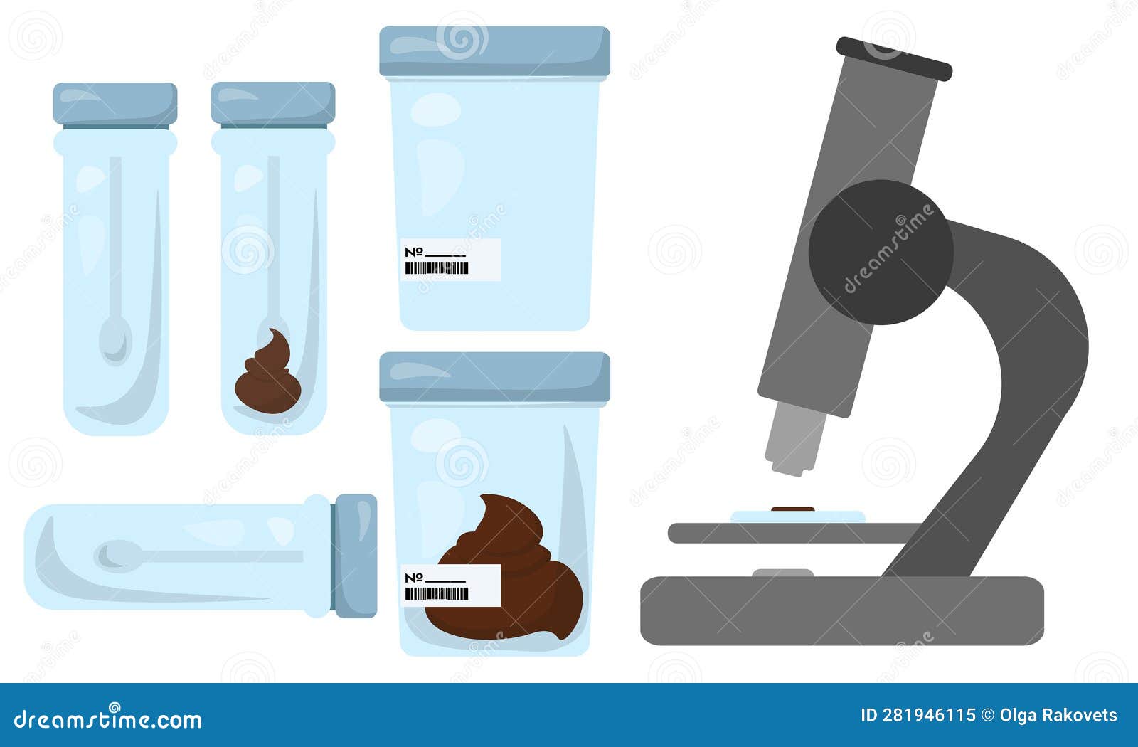 Stool Analysis Icon Of 3 Types Color, Black And White, Outline ...