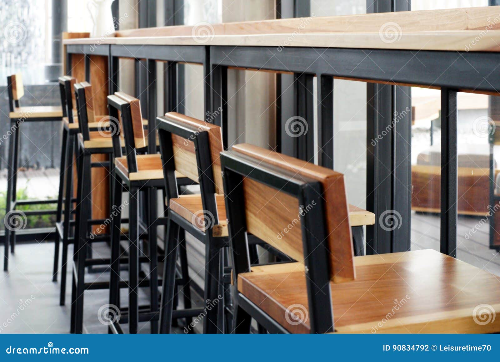 Stool in coffee shop stock photo. Image of rest, cafeteria - 90834792