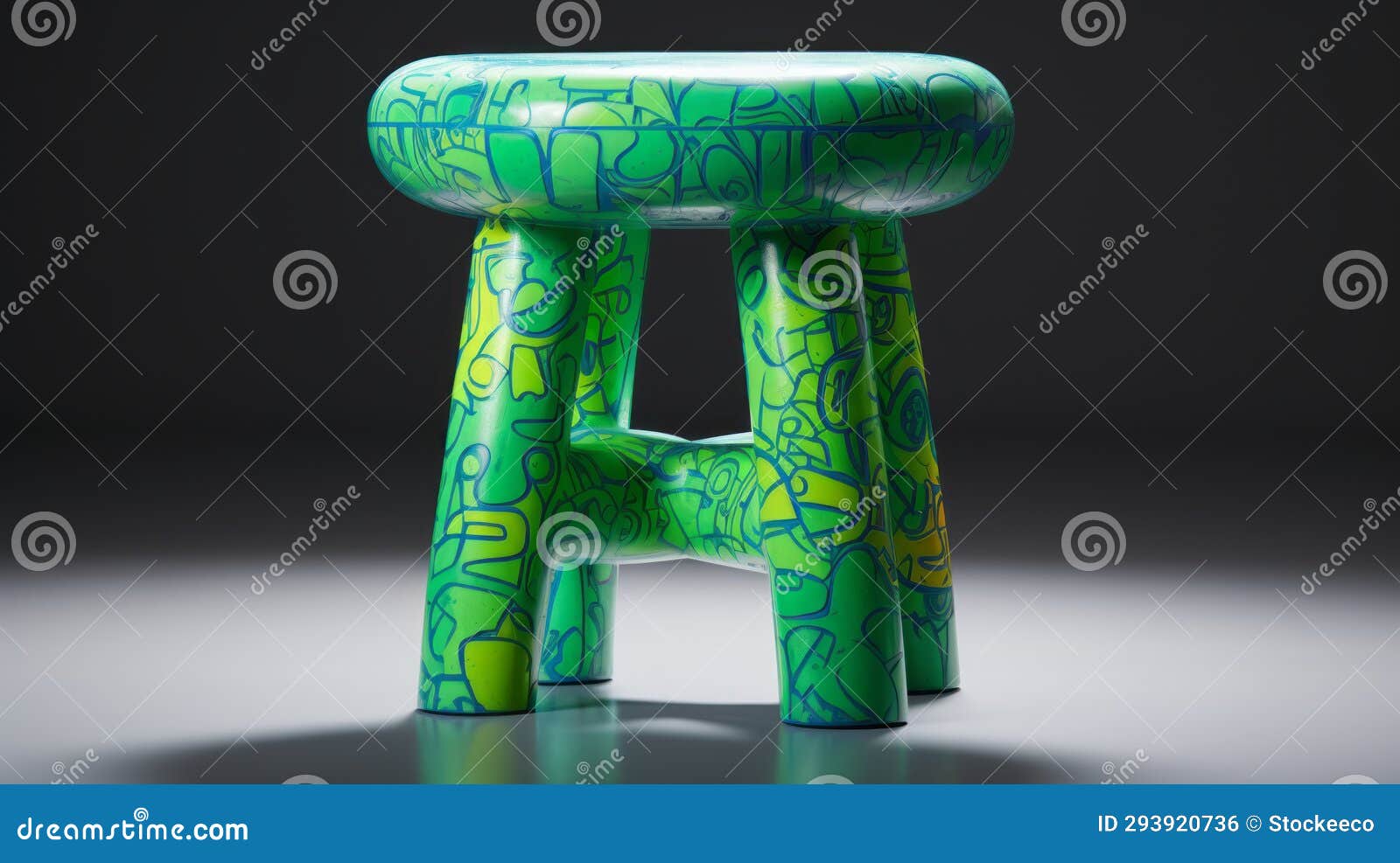 Colorful Kenny Scharf Inspired Stool with Graffiti-inspired Details ...