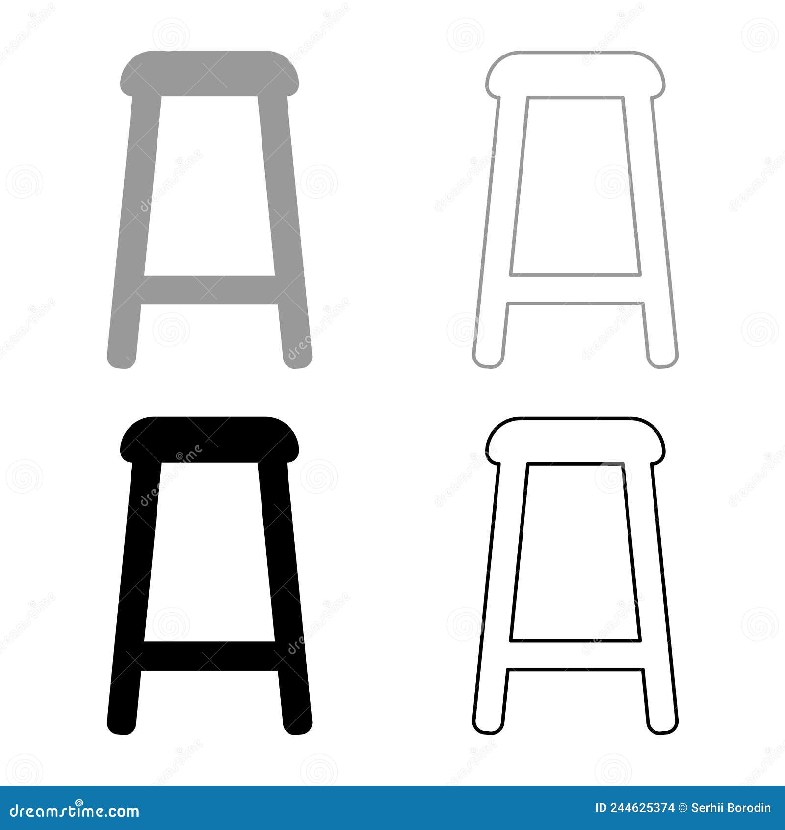 Stool Set Icon Grey Black Color Vector Illustration Image Solid Fill ...