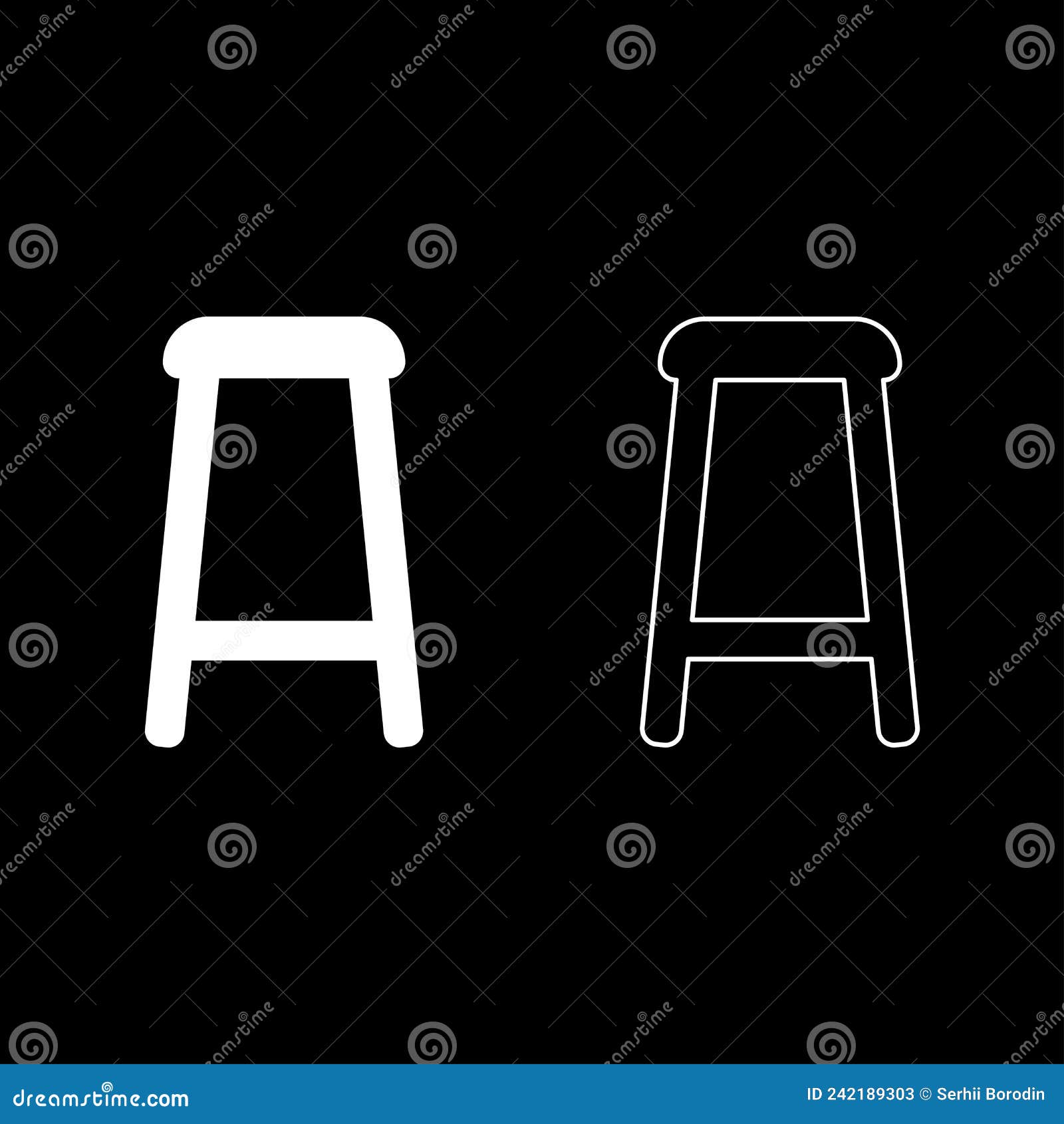 Stool Set Icon White Color Vector Illustration Image Solid Fill Outline ...