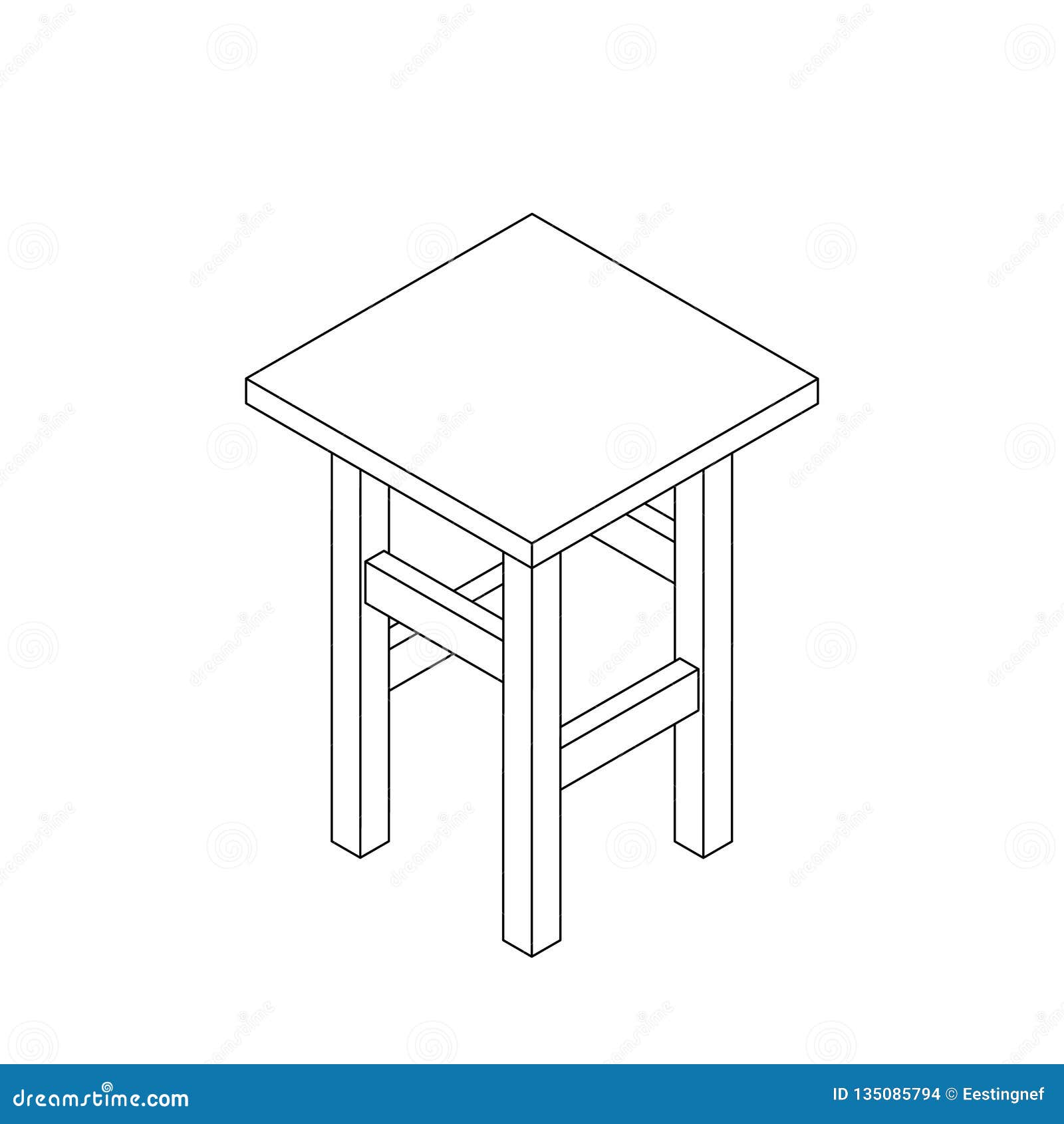 Stool. Vector Outline Illustration Stock Vector - Illustration of ...