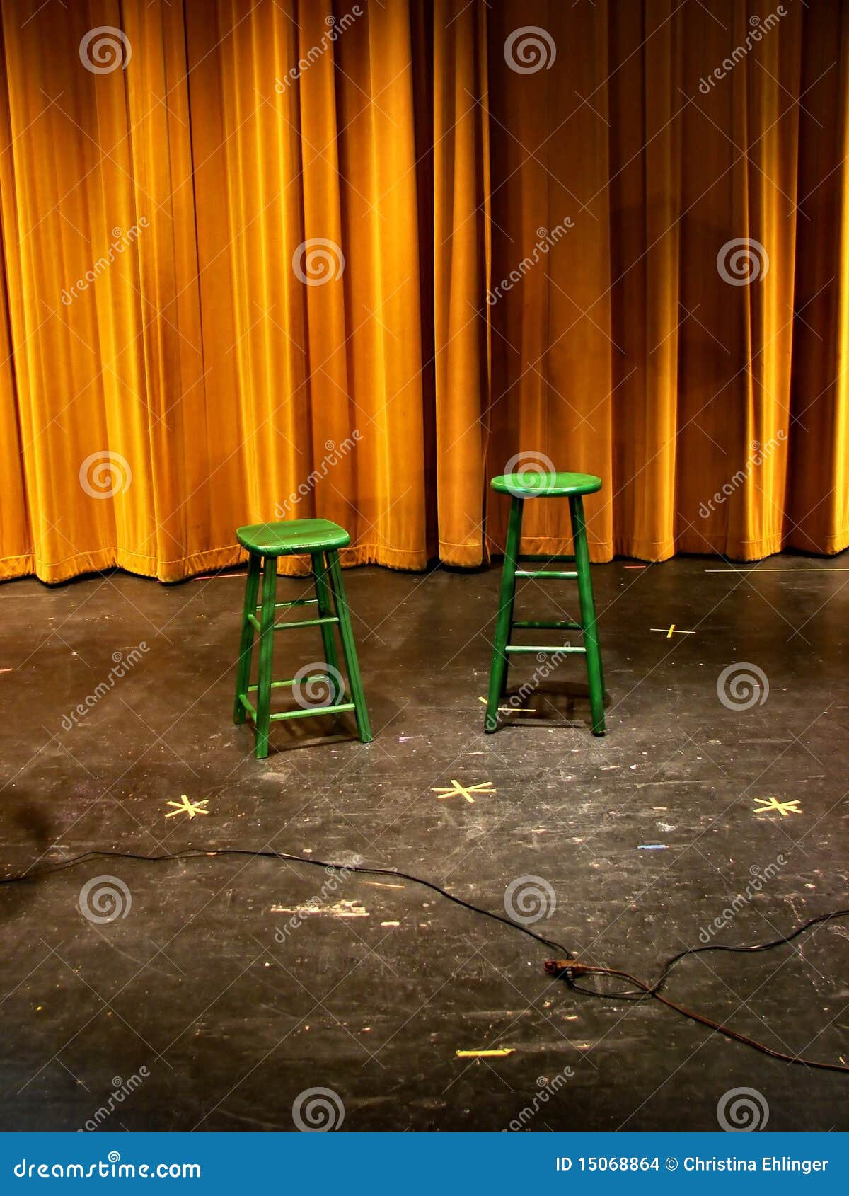 Stools on stage stock photo. Image of lonely, gold, emotional - 15068864