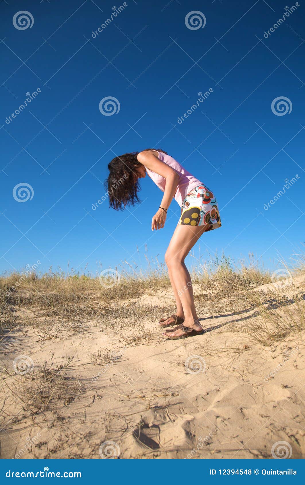 Stoop beach woman stock photo. Image of outdoor, plant - 12394548
