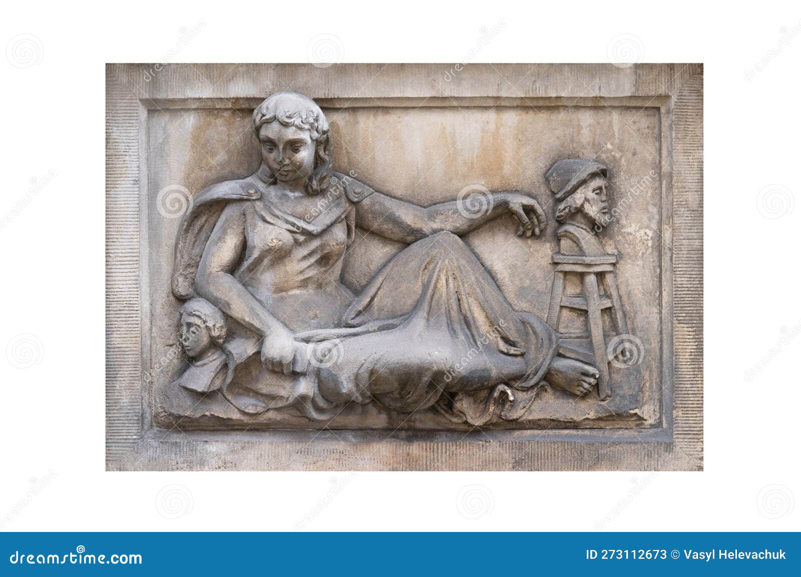 Stoop Slab with an Allegory of Prudence Isolated on White Stock Image ...