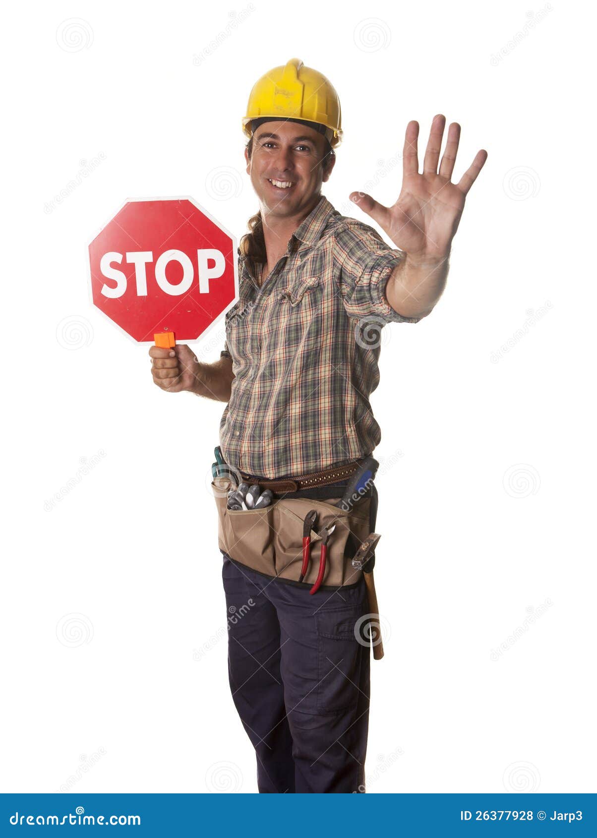 Stop stock photo. Image of worker, warning, urban, stop - 26377928