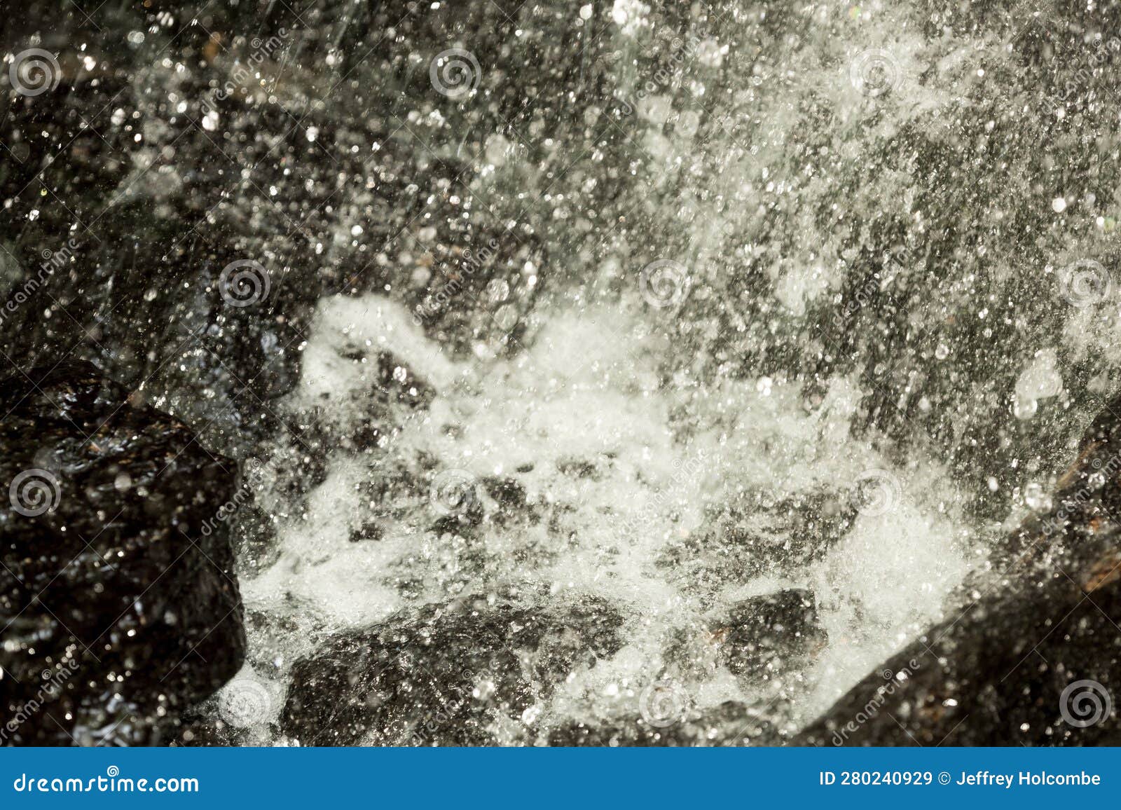 Stop Action Flash of a Waterfall Reveals the Individual Droplets Stock ...