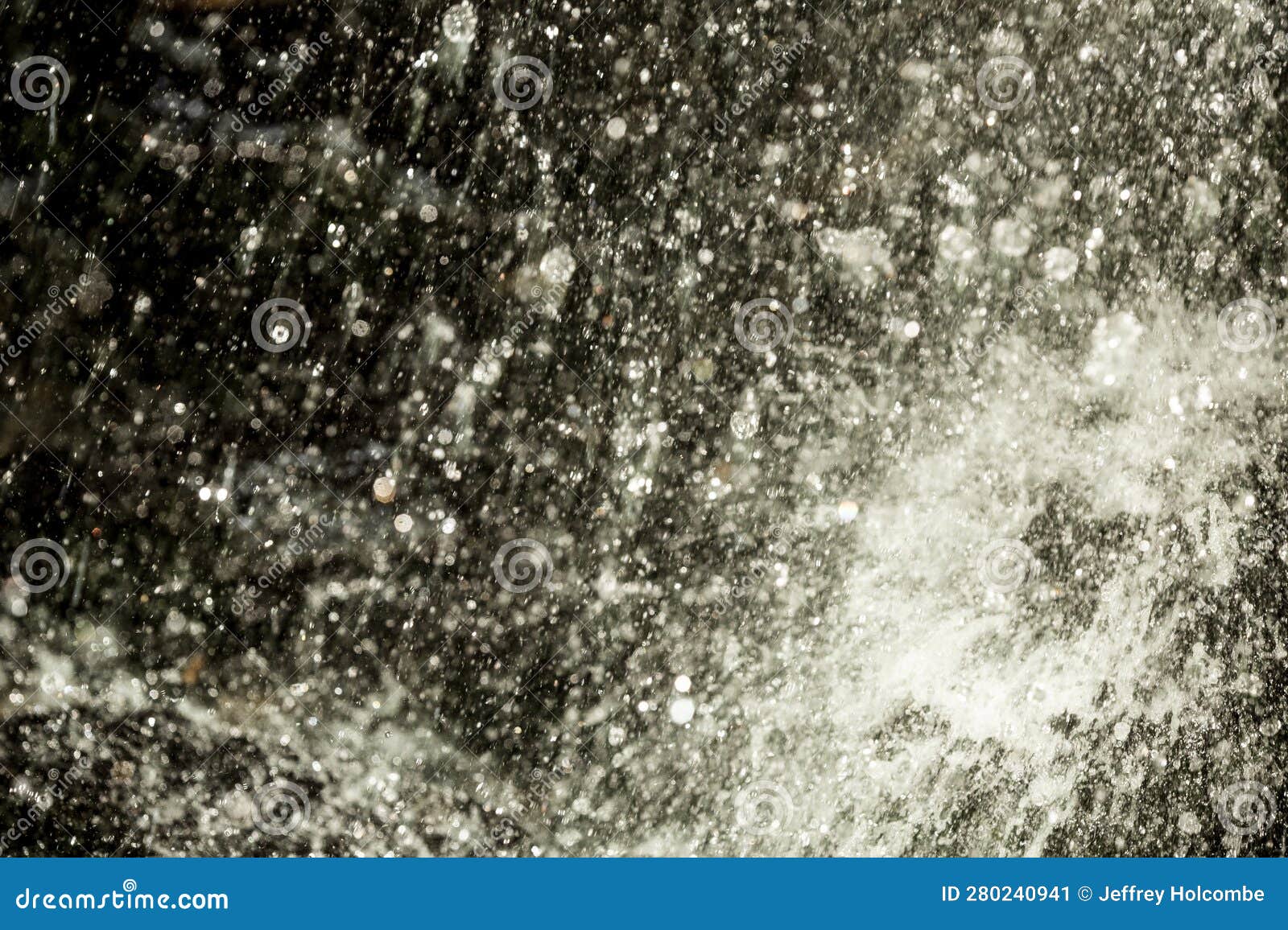 Stop Action Flash of a Waterfall Reveals the Individual Droplets Stock ...