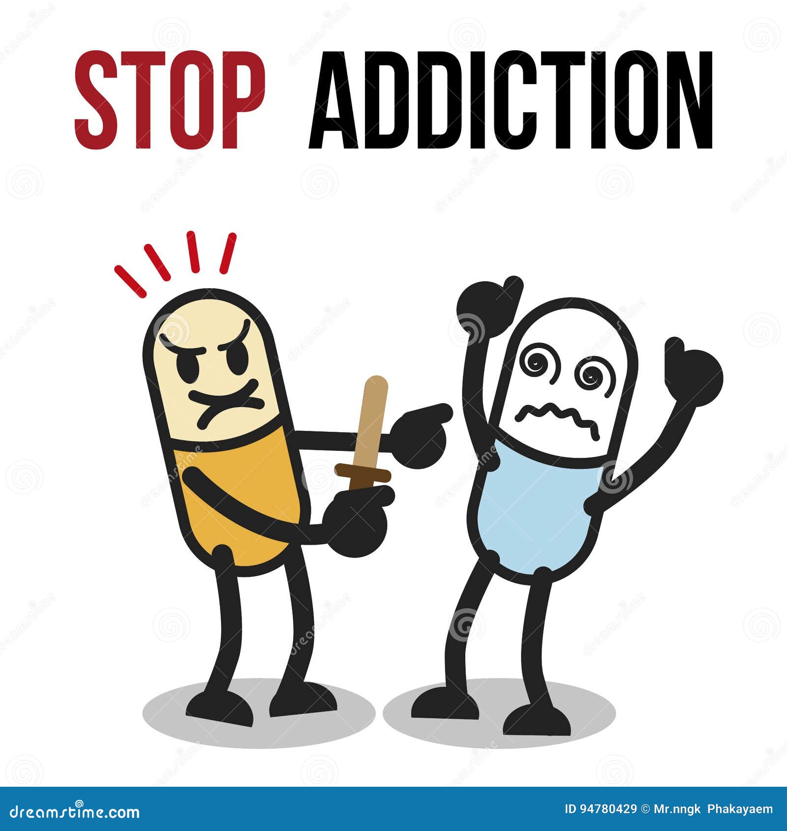 Stop Addiction, Amphetamine, Conceptual Vector Illustration. Stock ...