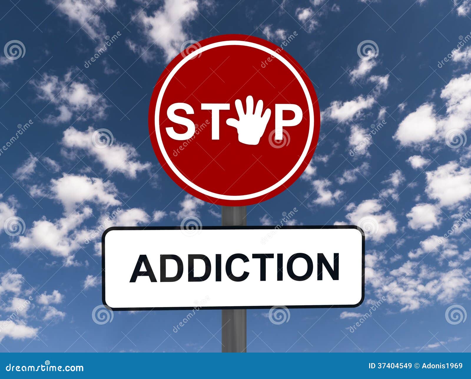 Stop addiction road sign stock illustration. Illustration of closeup ...