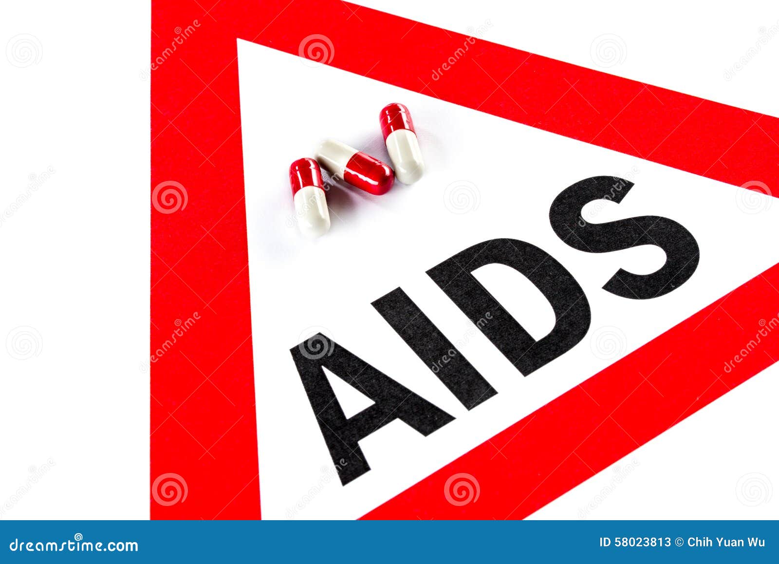 Stop AIDS and HIV, Capsule with Warning Sign Stock Image - Image of ...