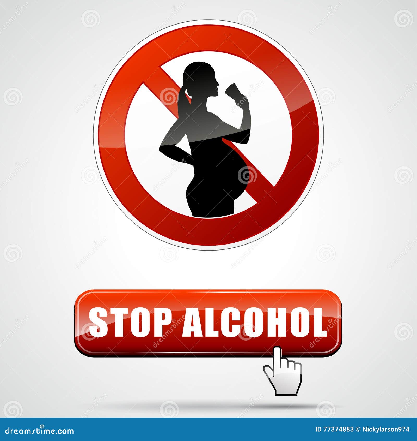 Stop alcohol stock vector. Illustration of button, vector - 77374883