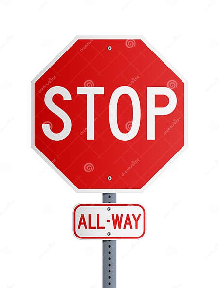 Stop All-Way stock vector. Illustration of post, isolated - 22091979
