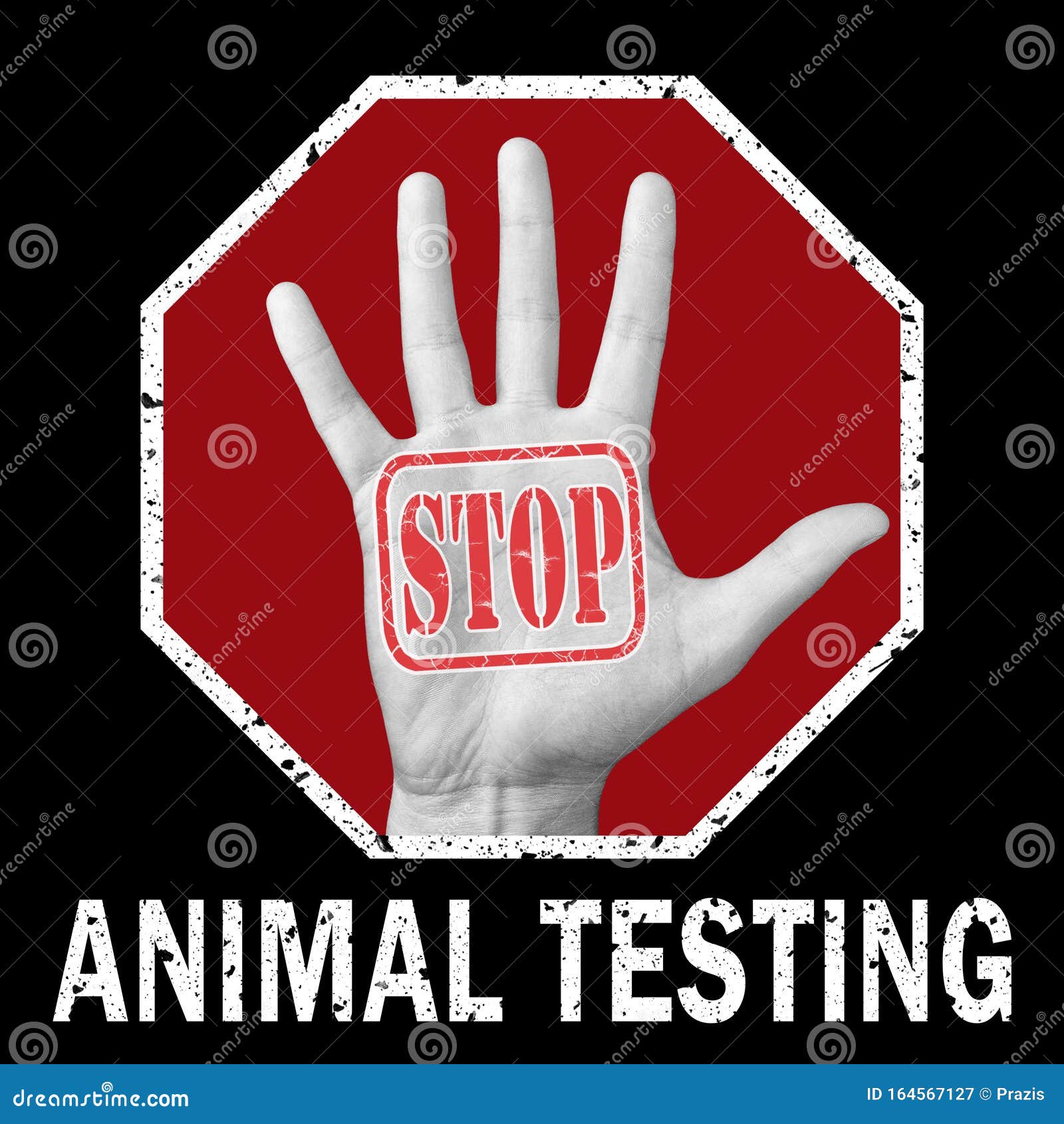 Stop Animal Testing Conceptual Illustration. Open Hand with the Text ...
