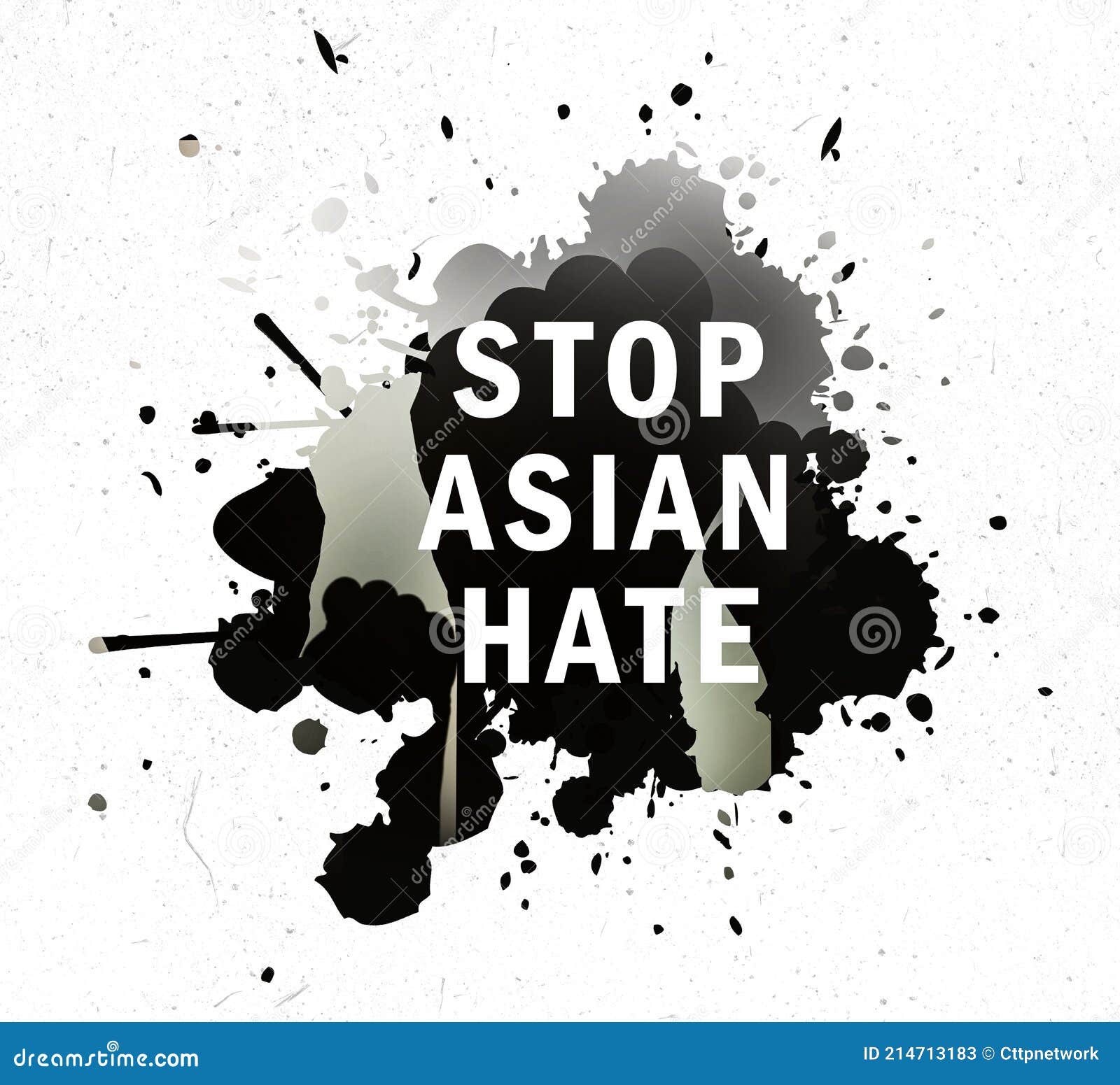Stop Asian Hate Black and White Hands Raising. Stop Asian Racism ...