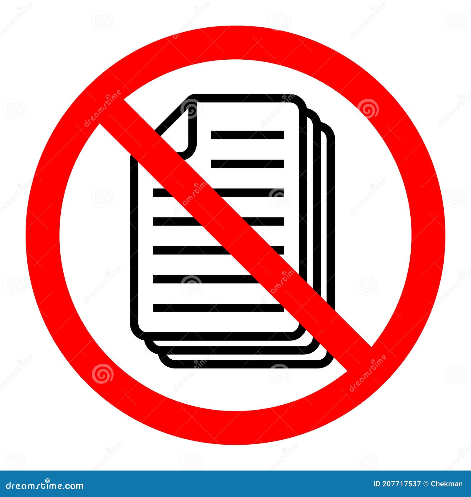 Stop or Ban Red Round Sign with Document Icon. Vector Forbidden Sign ...