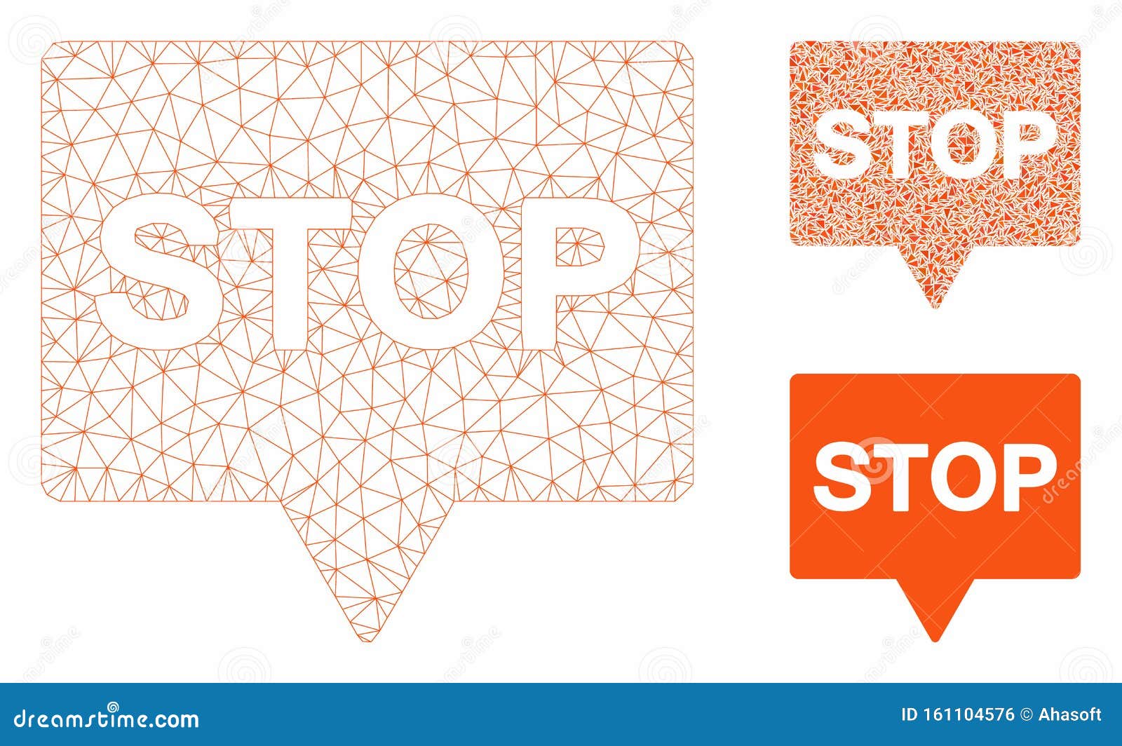 Stop Banner Vector Mesh 2D Model and Triangle Mosaic Icon Stock Vector ...