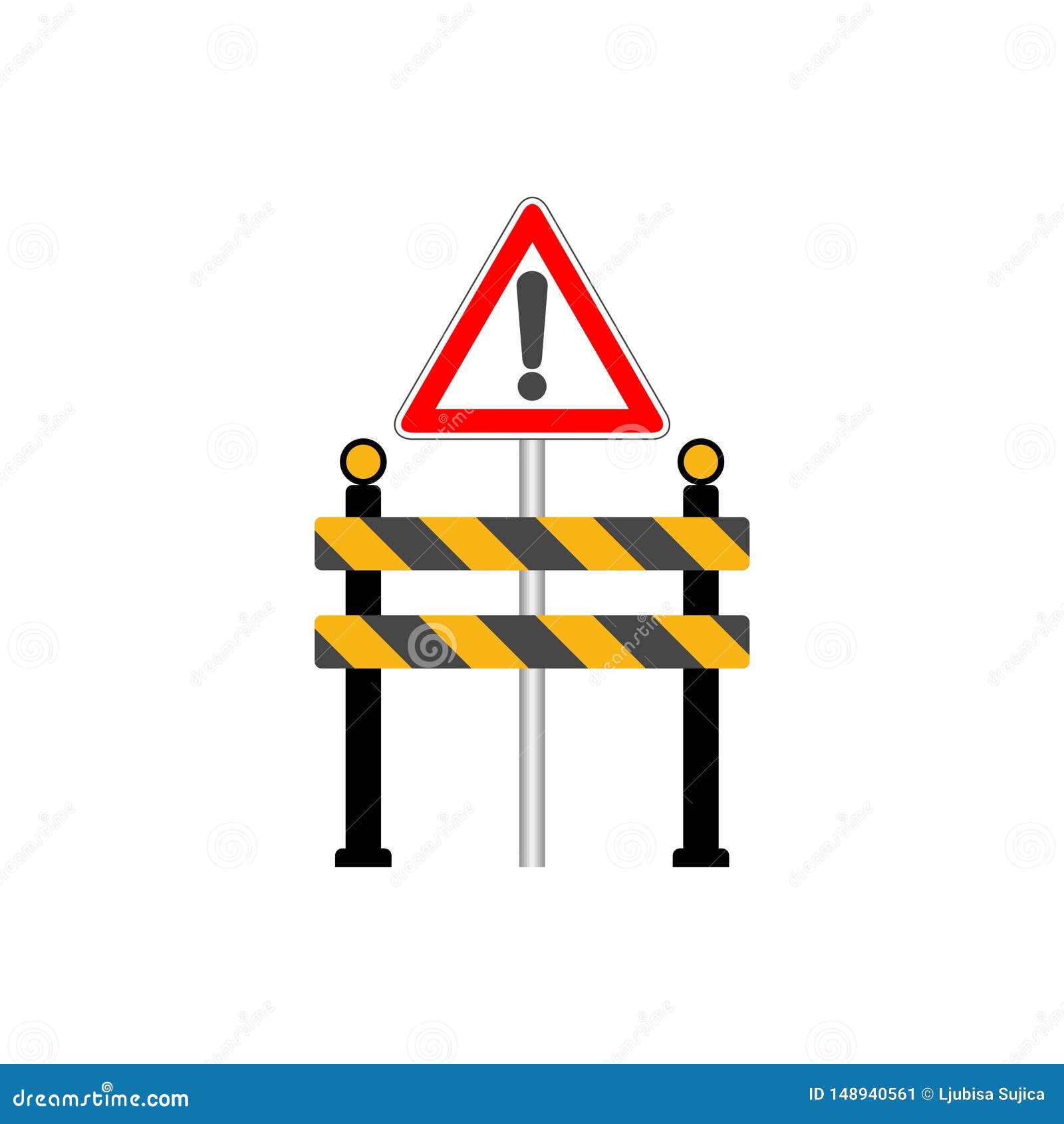 Stop Barrier, Warning Red Triangular Sign Stock Vector - Illustration ...