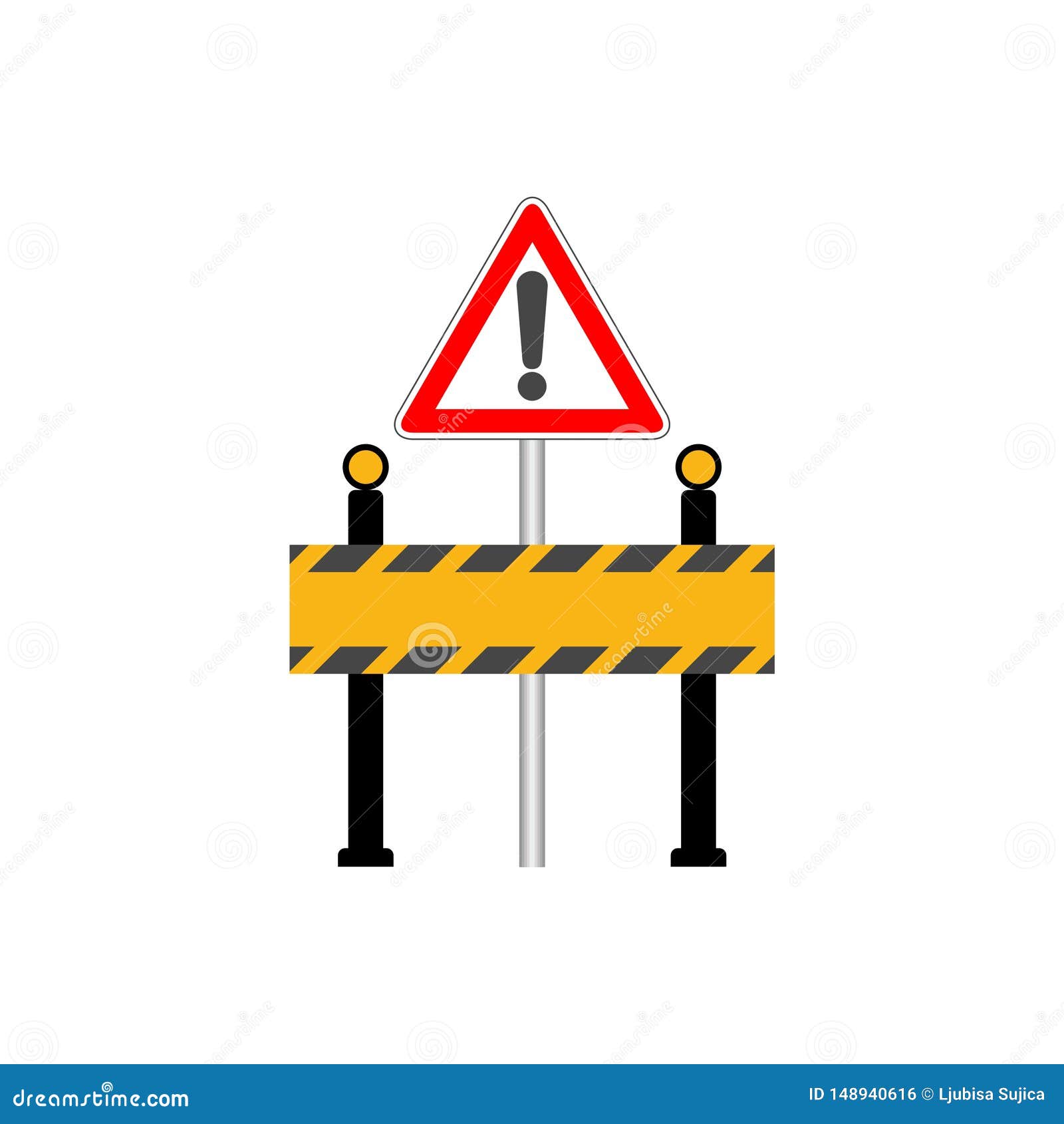 Stop Barrier, Warning Red Triangular Sign Stock Vector - Illustration ...