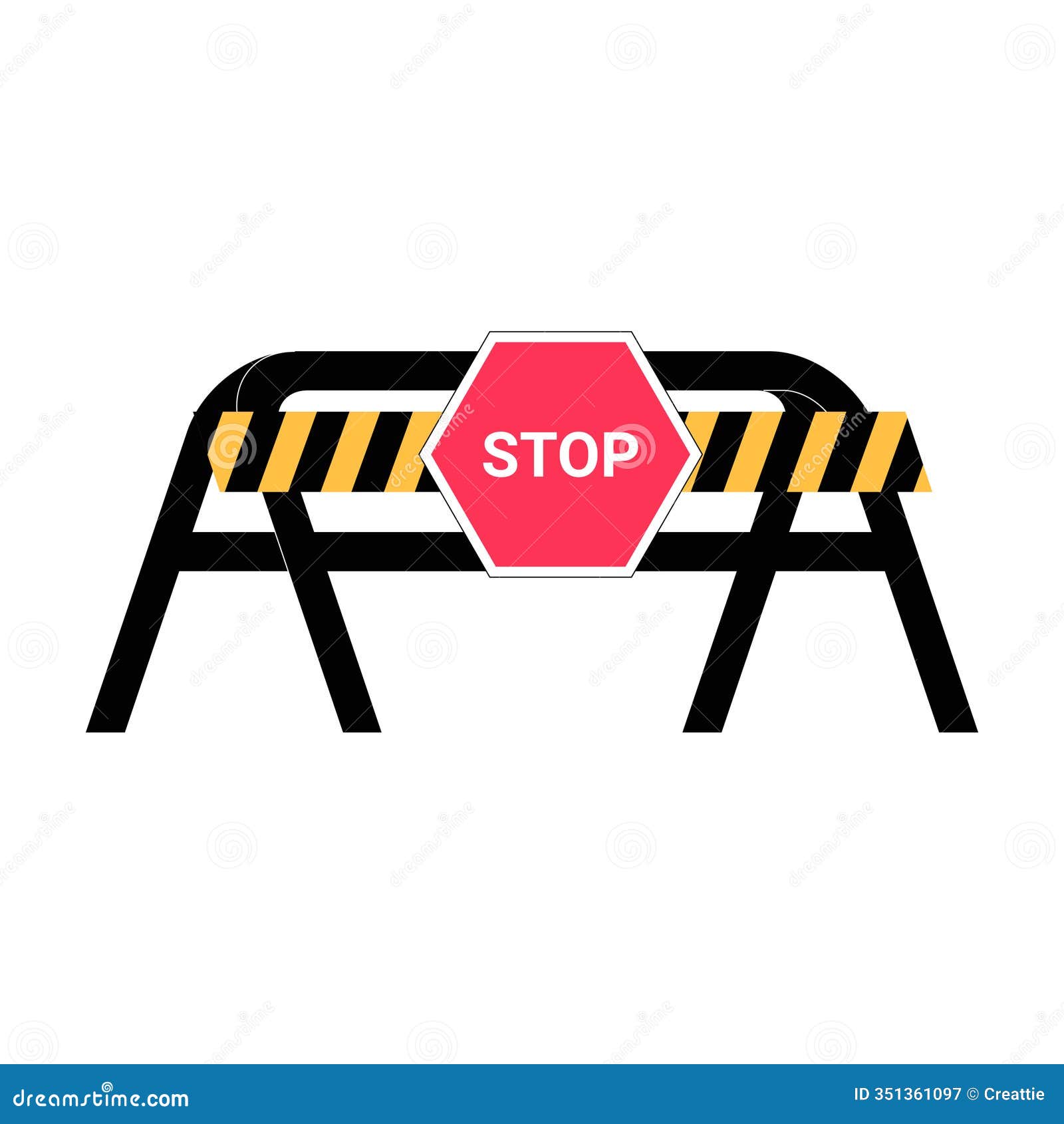 Stop Barrier with Warning Stripes in Flat Vector Illustration ...