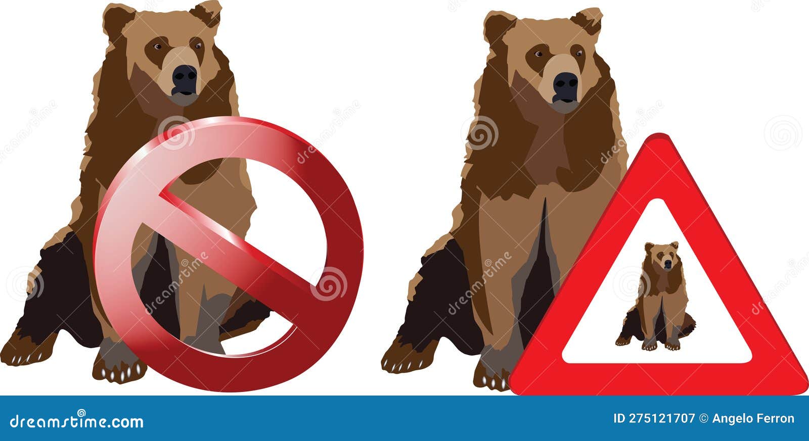 Stop And Beware Of The Bear Road Signs- Cartoon Vector | CartoonDealer ...