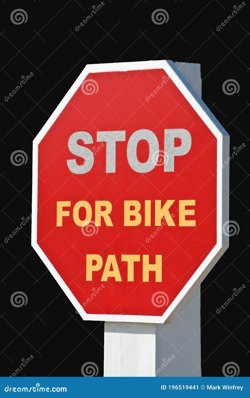 Stop for Bike Path Sign stock image. Image of cyclist - 196519441