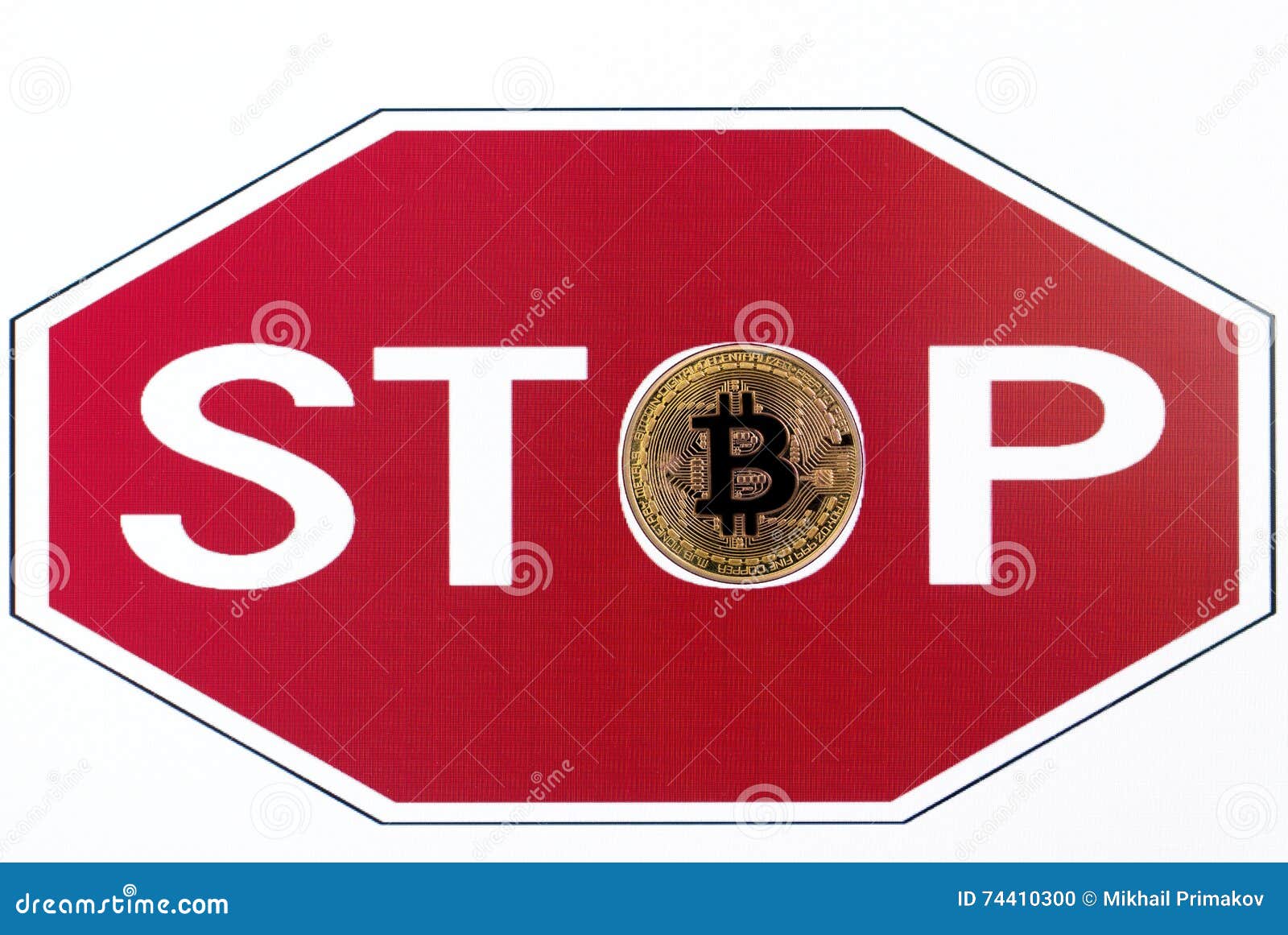 Stop bitcoin stock photo. Image of business, button, economy - 74410300