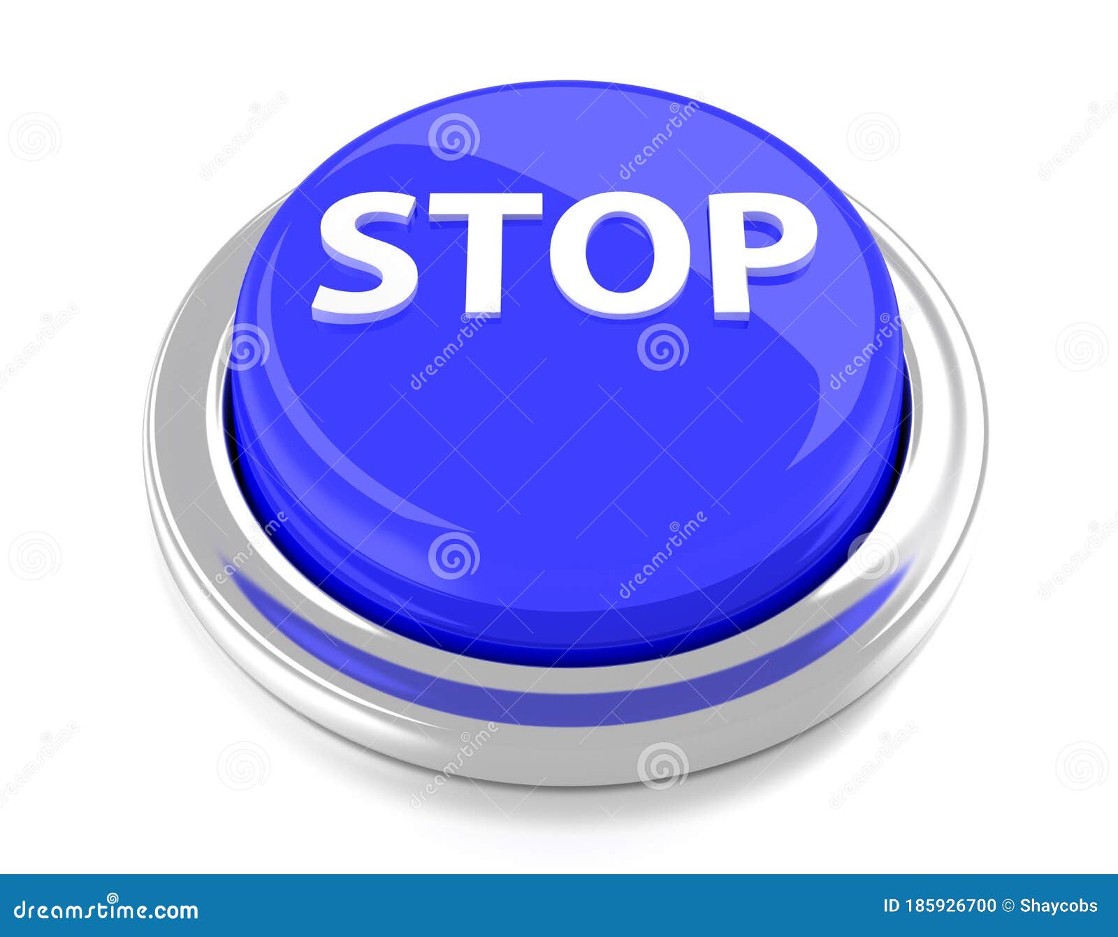 STOP on Blue Push Button. 3d Illustration Stock Illustration ...