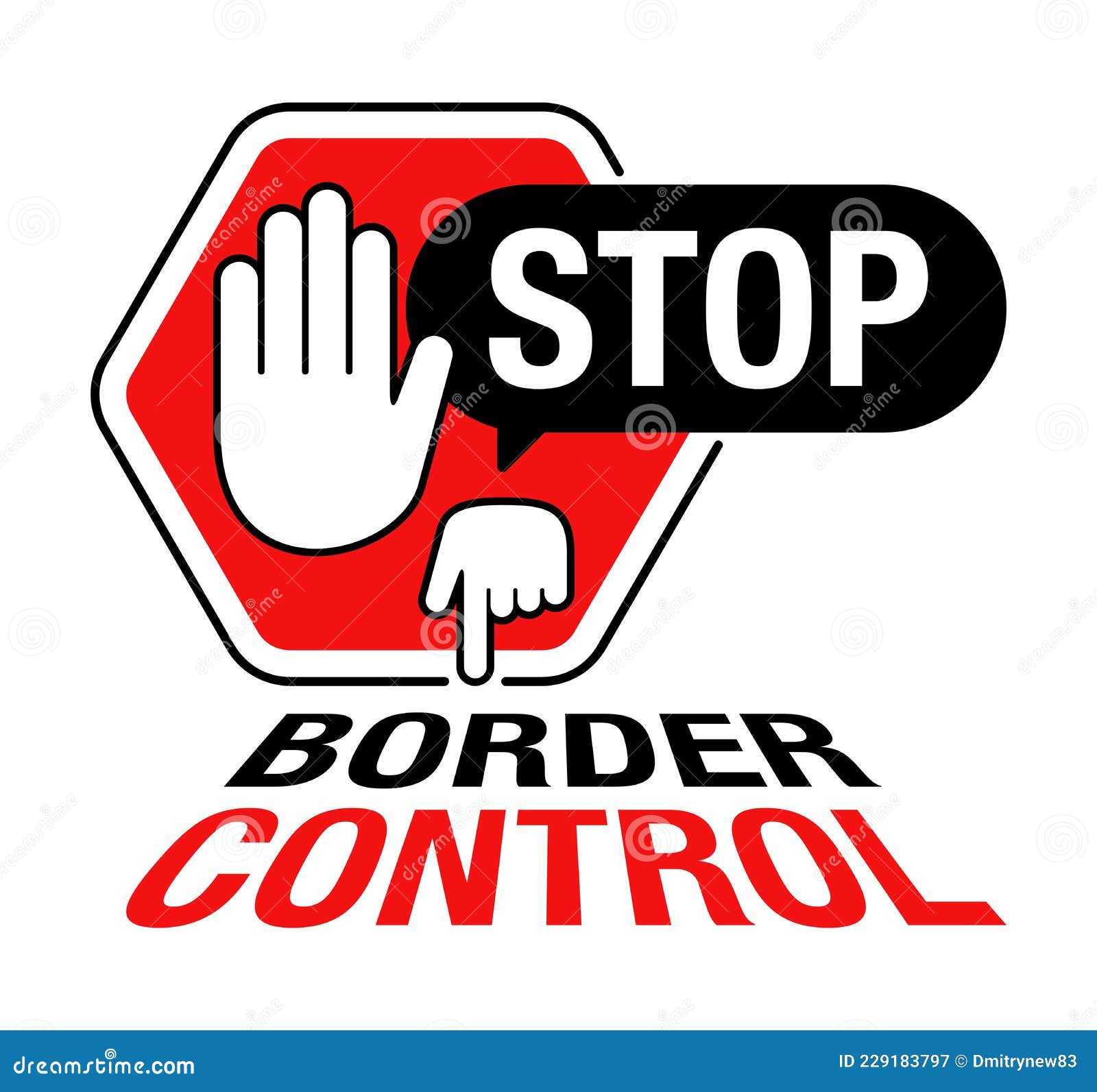 Stop Border Control sign stock vector. Illustration of closed - 229183797