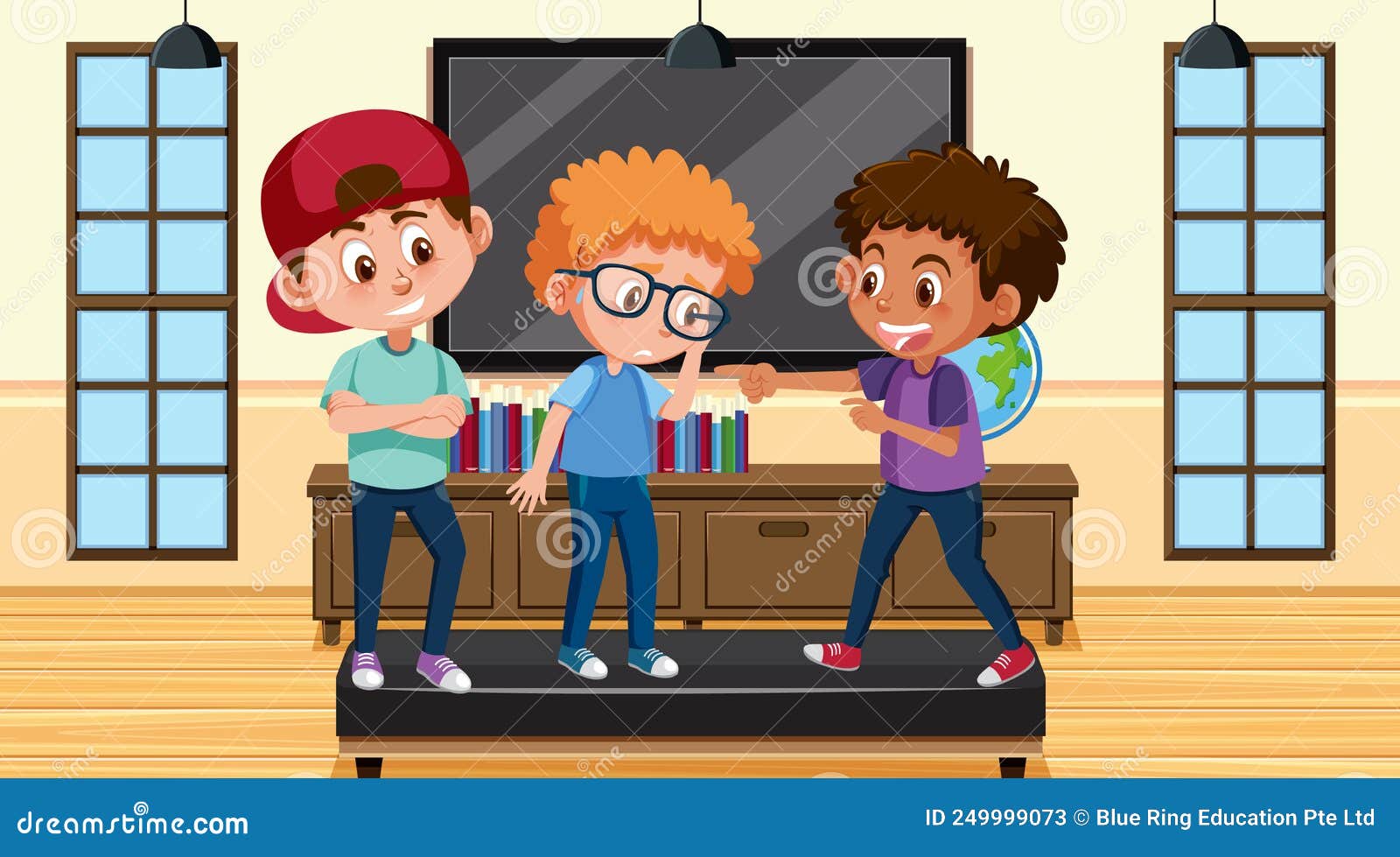 Stop Bullying Concept with Cartoon Character Stock Vector ...